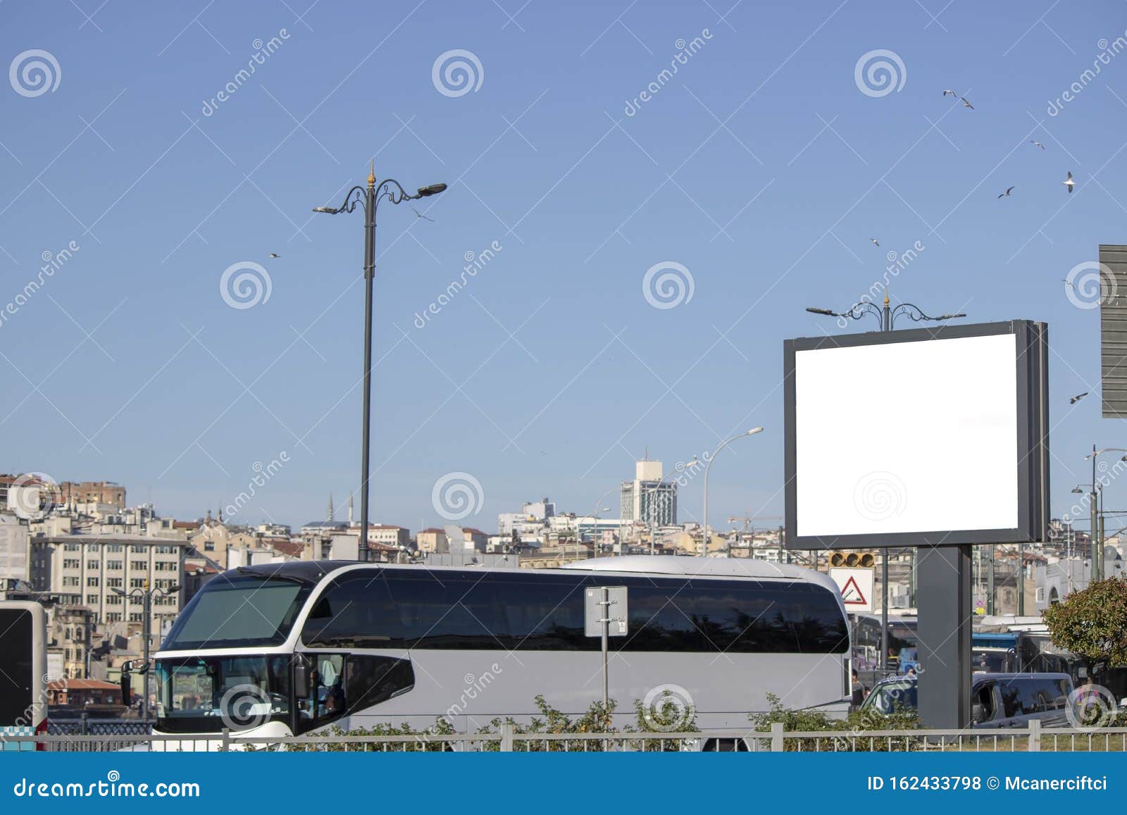 Outdoors Advertising Sign and Vehicles in Traffic Stock Photo - Image ...