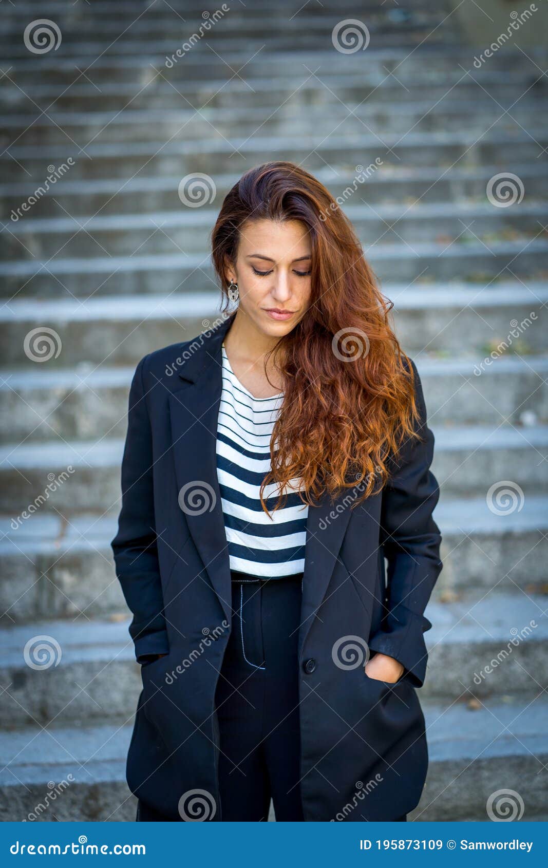 Young Attractive Red Haired Woman Looking With Natural Beauty Real