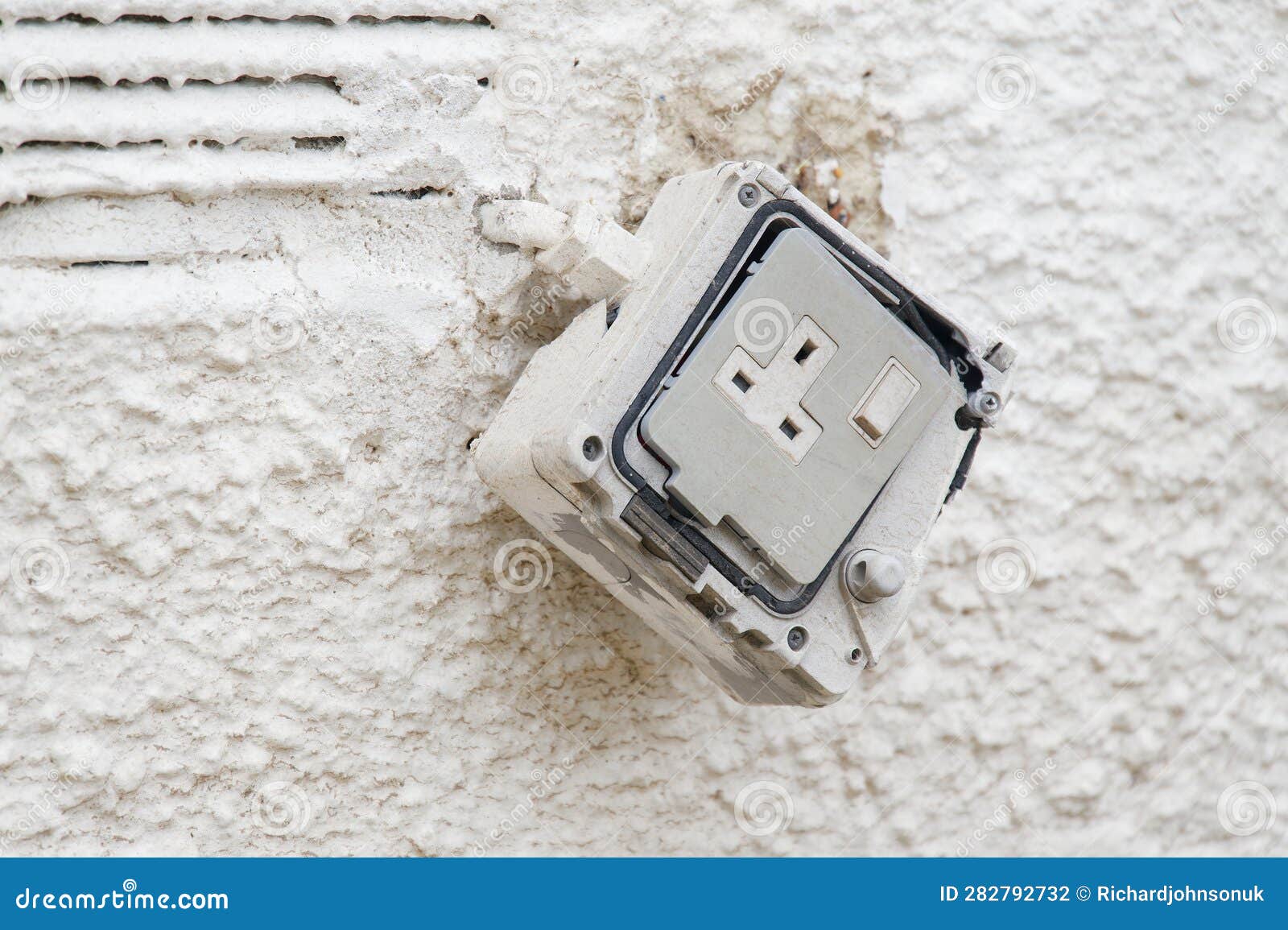 Outdoors Electrical Socket on Wall of Building Being Refurbished Stock ...
