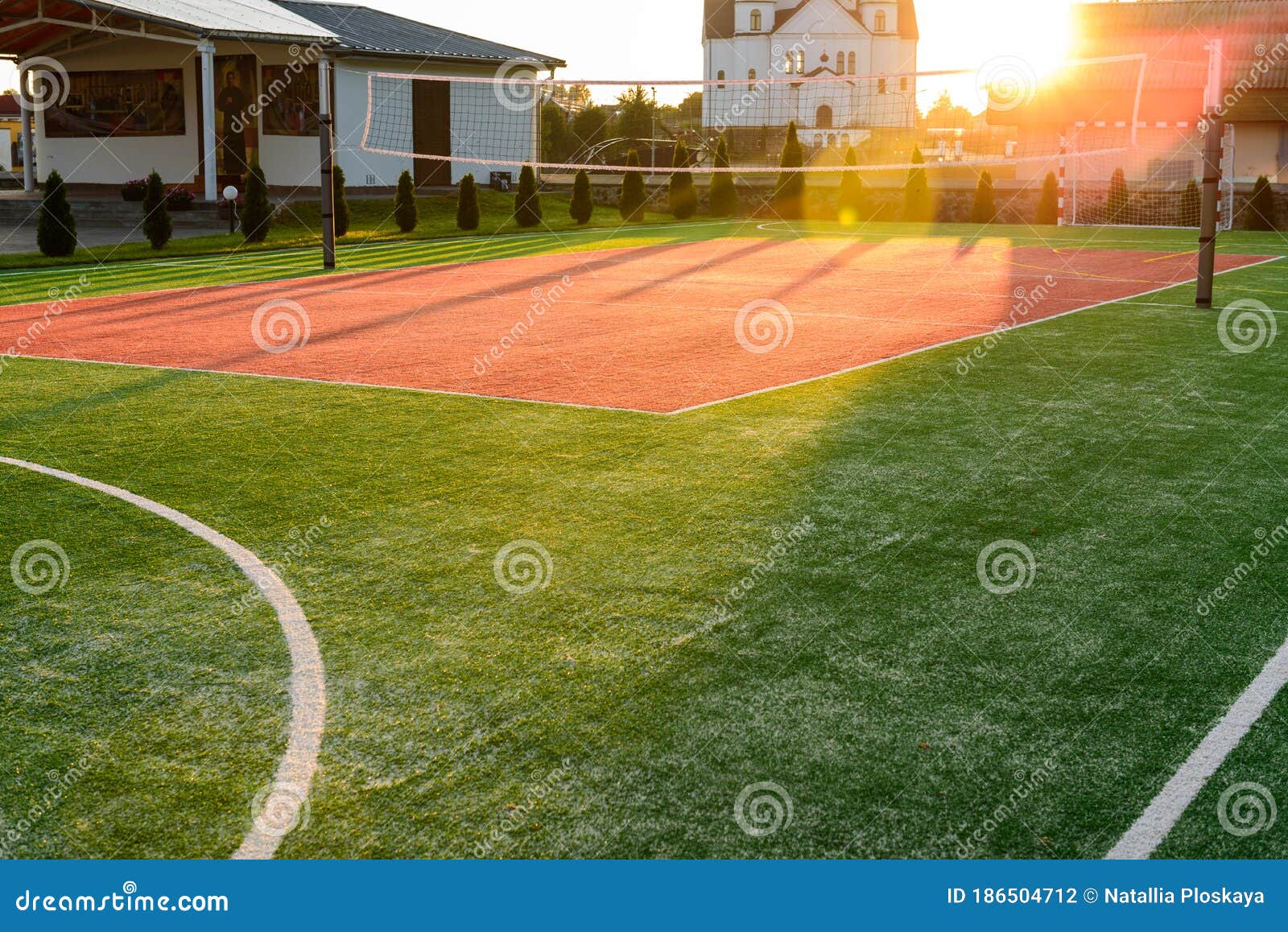 Outdoors Mini Football Court with Artificial Turf Stock Photo - Image ...