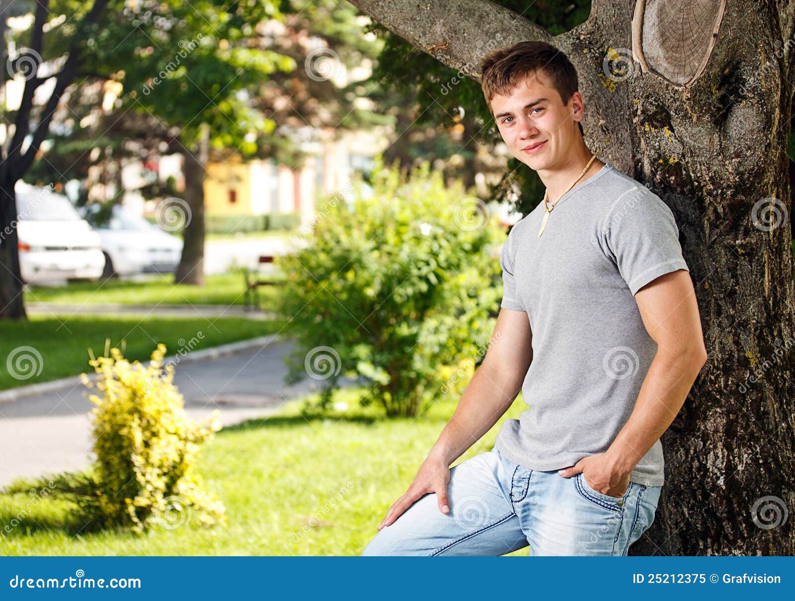 Outdoors Portrait of Happy Young Man Stock Image - Image of male ...