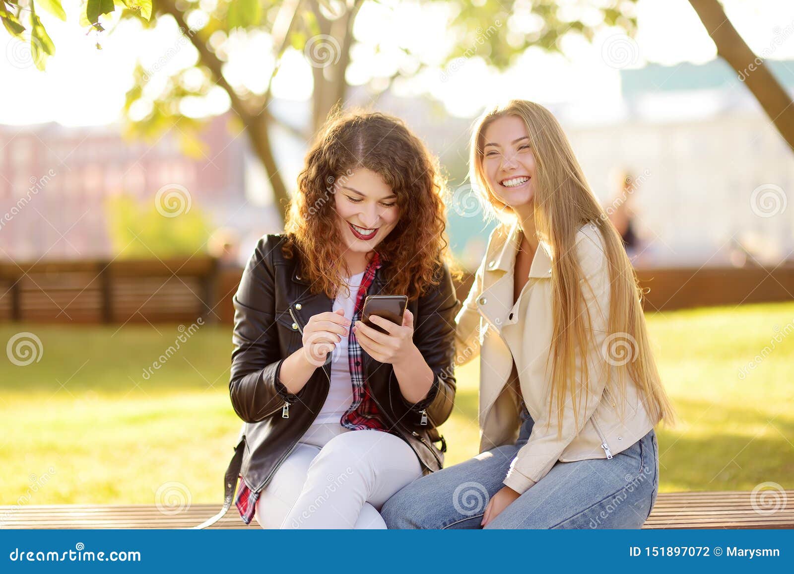 Outdoors Portrait Of Two Delightful Young Woman Variety Of Female