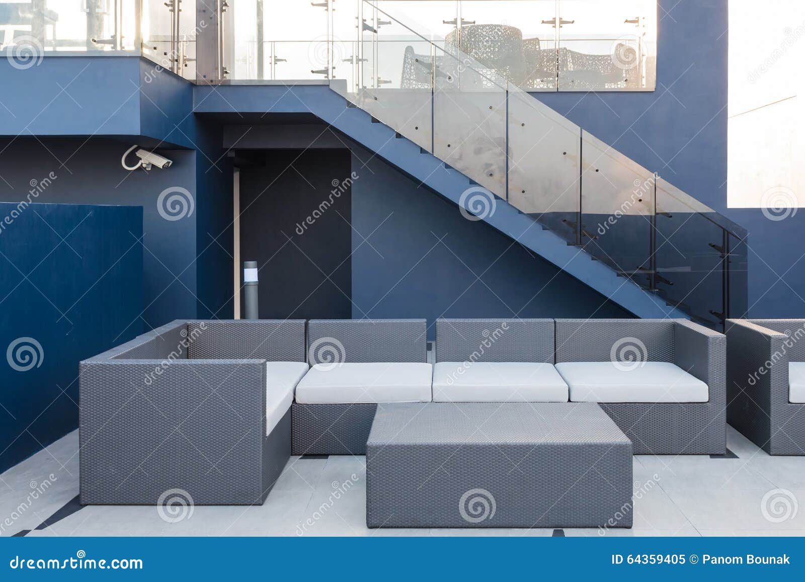 Outdoors Seating Arrangement in Relaxation Zone at Modern Building ...