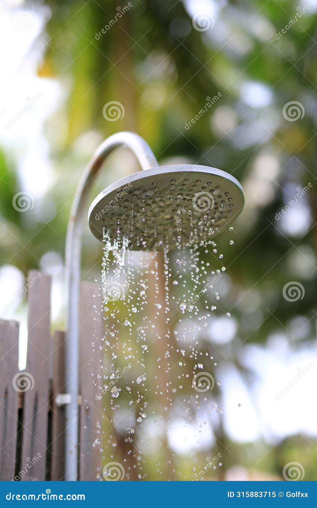 Outdoors Shower while Running Water in the Garden Stock Image - Image ...