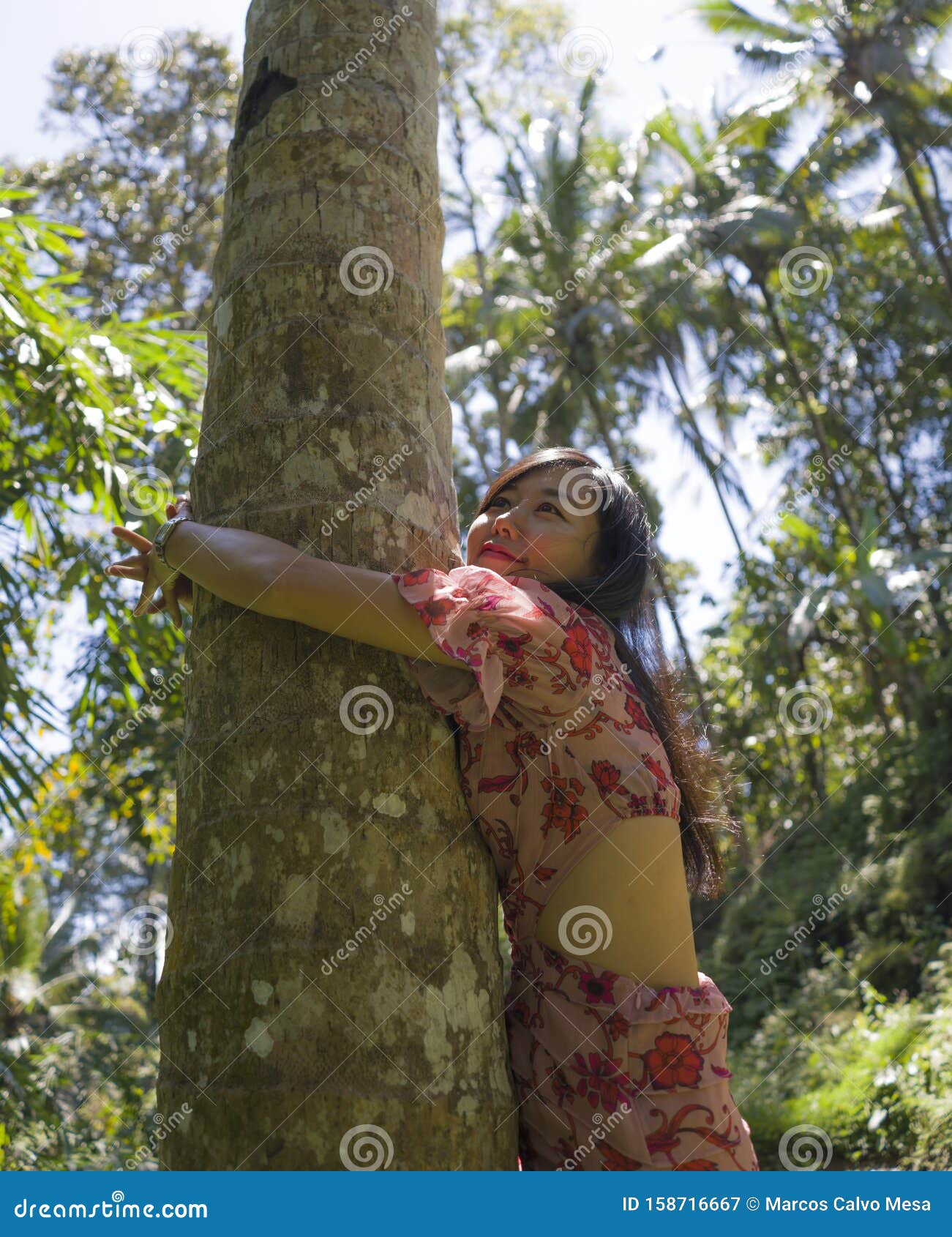 Summer Lifestyle Portrait Of Young Beautiful And Playful Asian Chinese