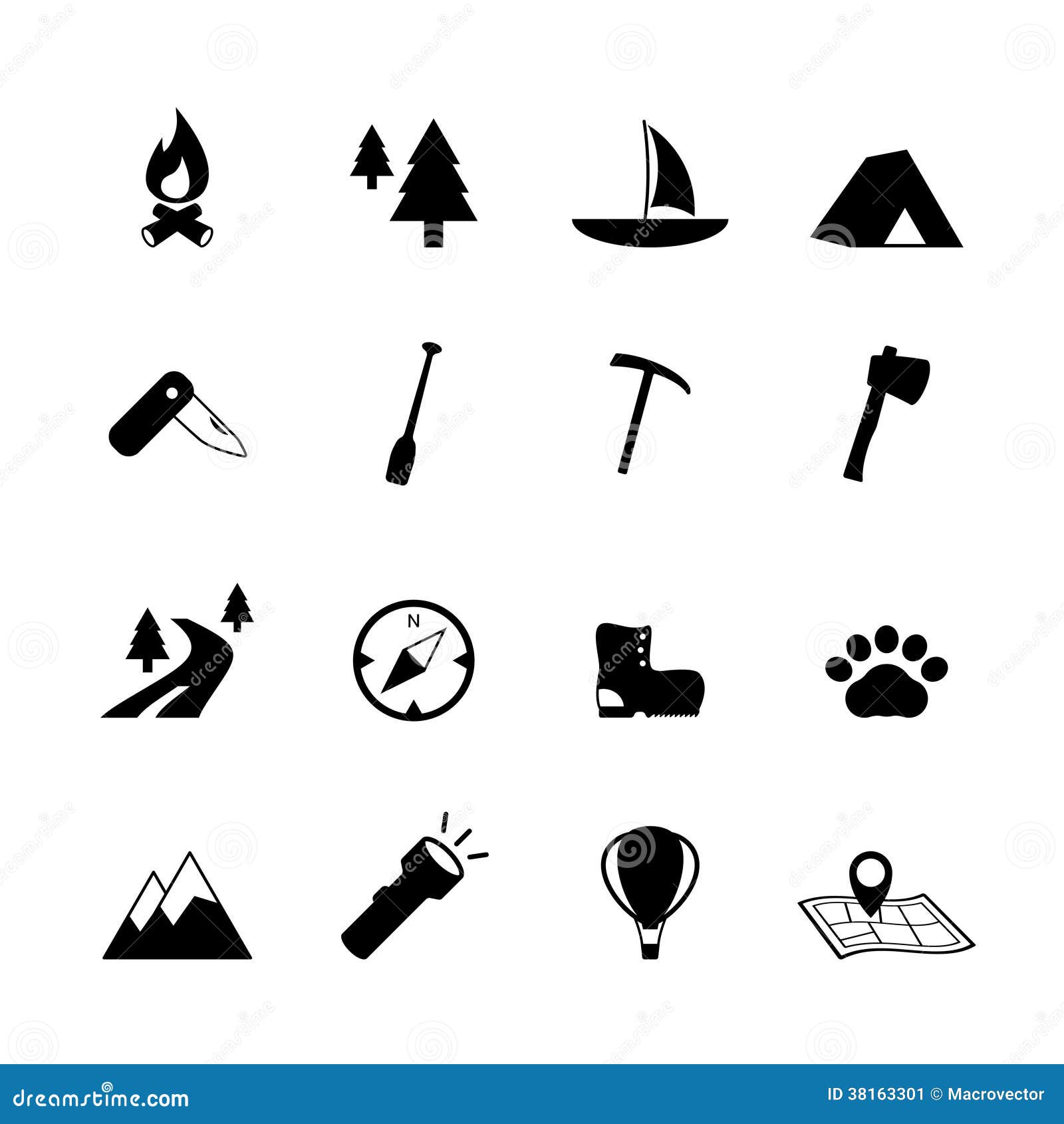 Outdoors Tourism Camping Pictograms Stock Vector - Illustration of link ...