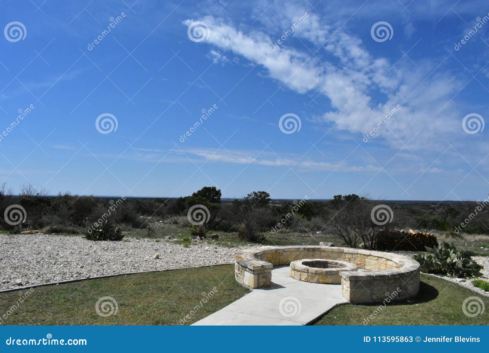 White Rock Brick Fire Pit stock image. Image of outdoor - 113595863
