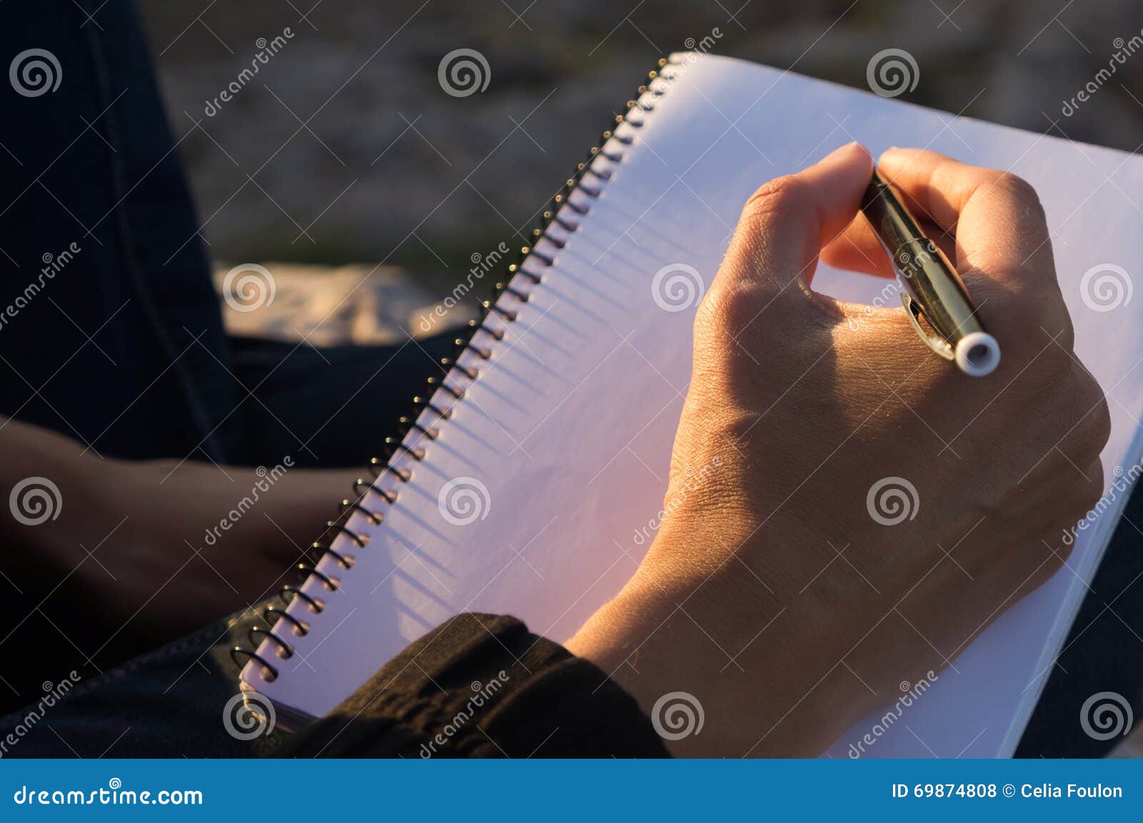 Outdoors writing session stock photo. Image of outdoors - 69874808