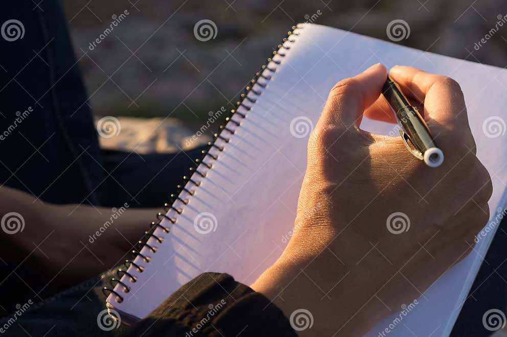 Outdoors writing session stock photo. Image of outdoors - 69874808