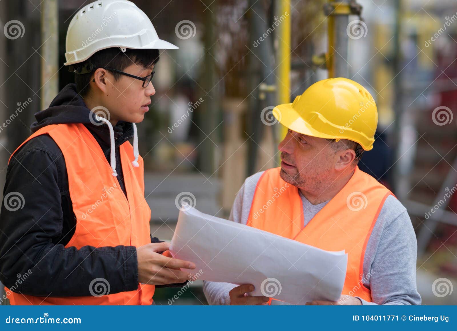 Young Asian Apprentice at Work with Senior Engineer Stock Image - Image ...