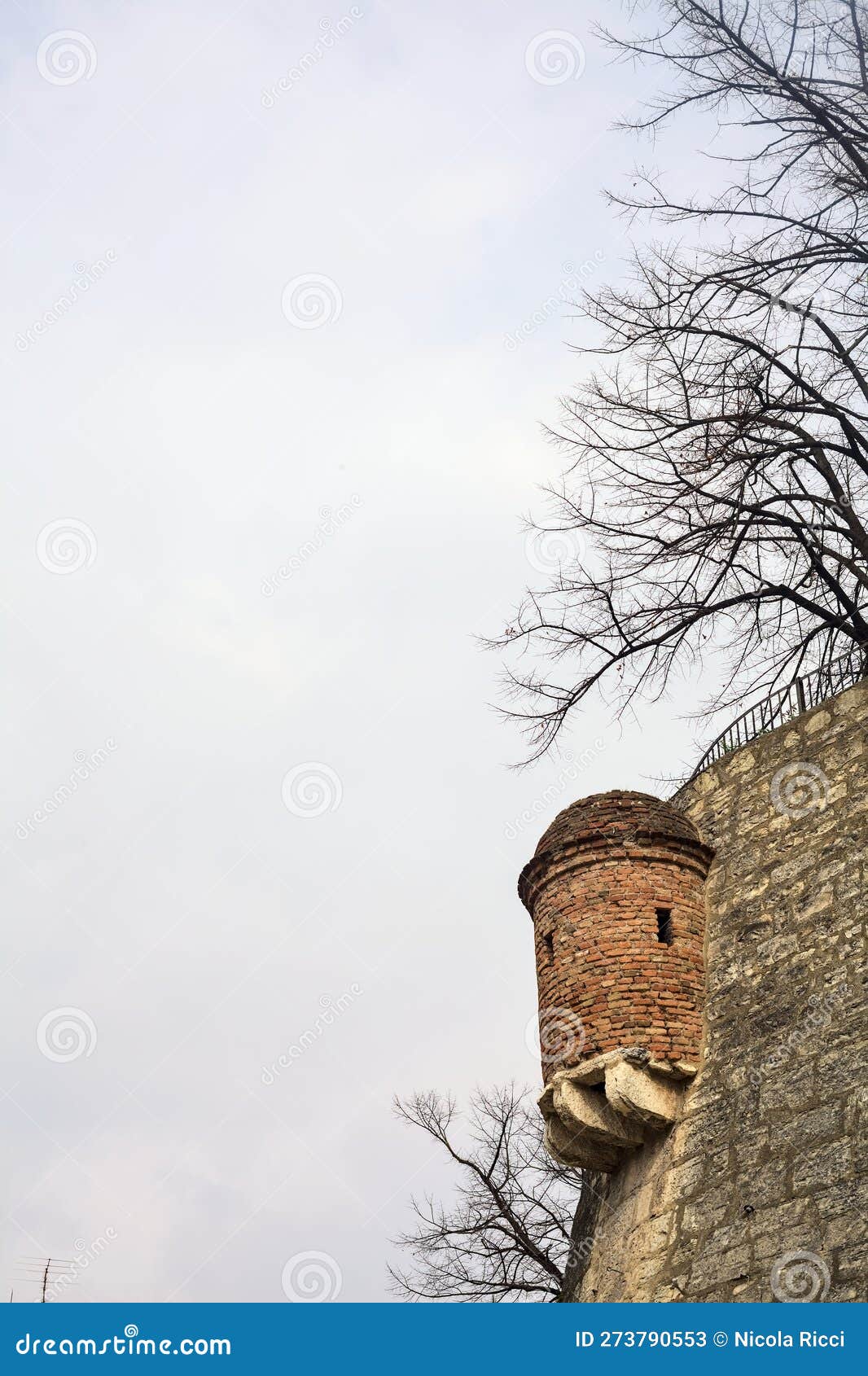 Outer Boundary Wall of a Castle with Trees and a Cloudy Sky As ...