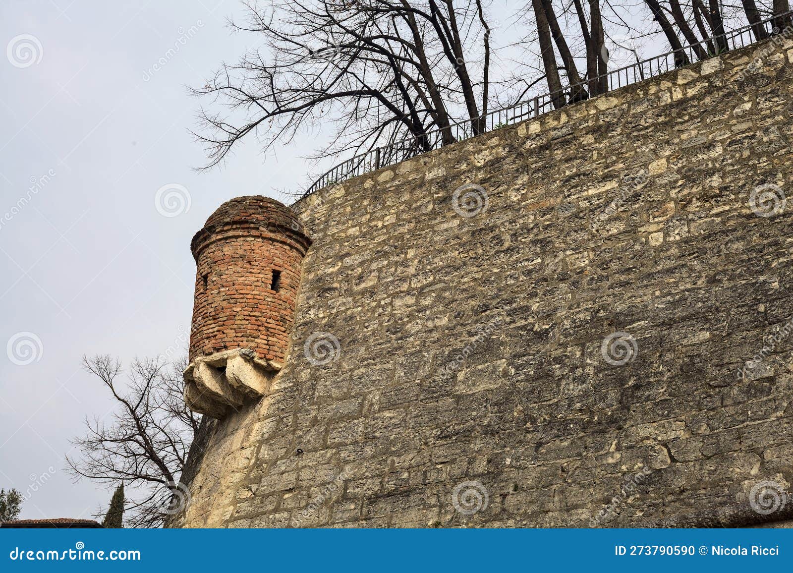 Outer Boundary Wall of a Castle with Trees and a Cloudy Sky As ...
