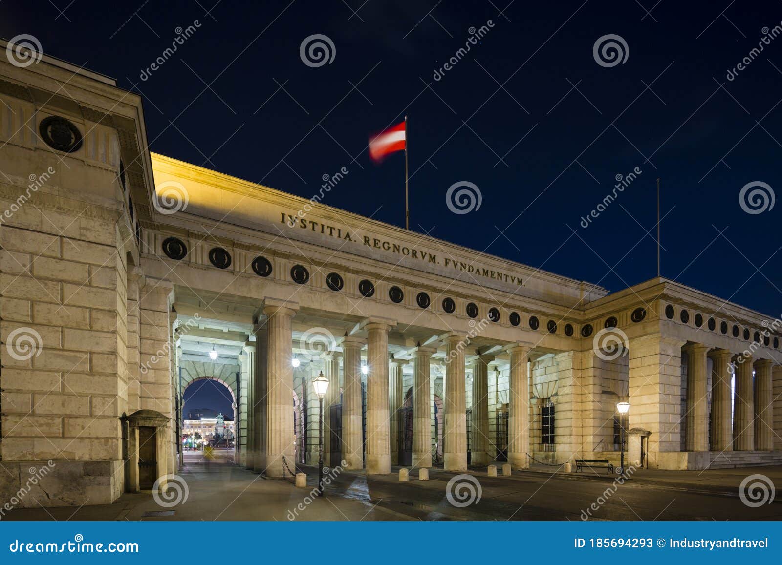 Outer Castle Gate Heldentor in Vienna, Austria at Night Stock Image ...