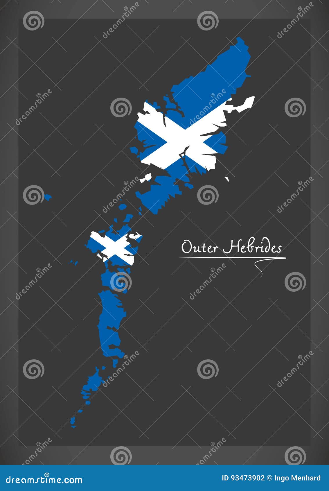 Outer Hebrides Map With Scottish National Flag Illustration ...