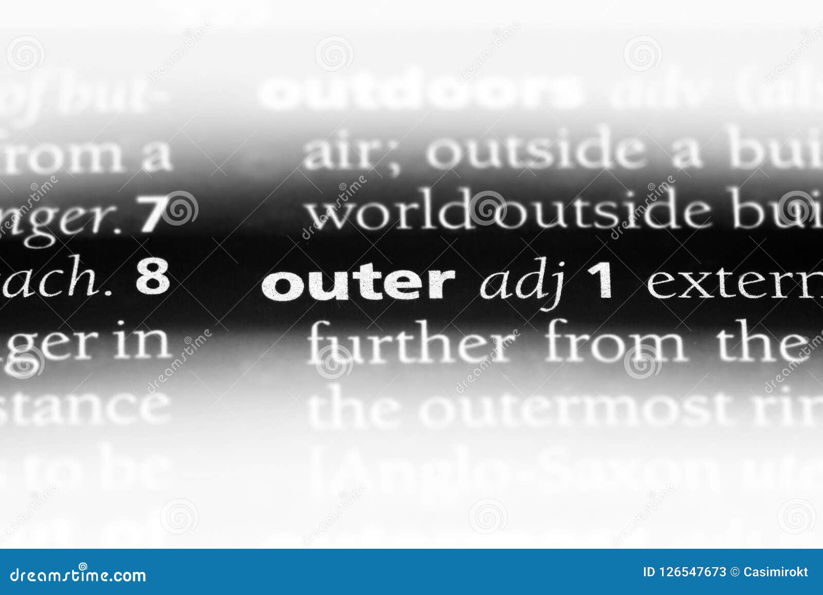 Outer stock image. Image of closeup, word, macro, dictionary - 126547673