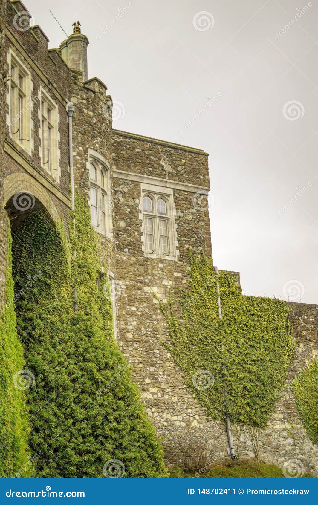 The Outer Side of Dover Castle with Long Walls and Grass Stock Image ...