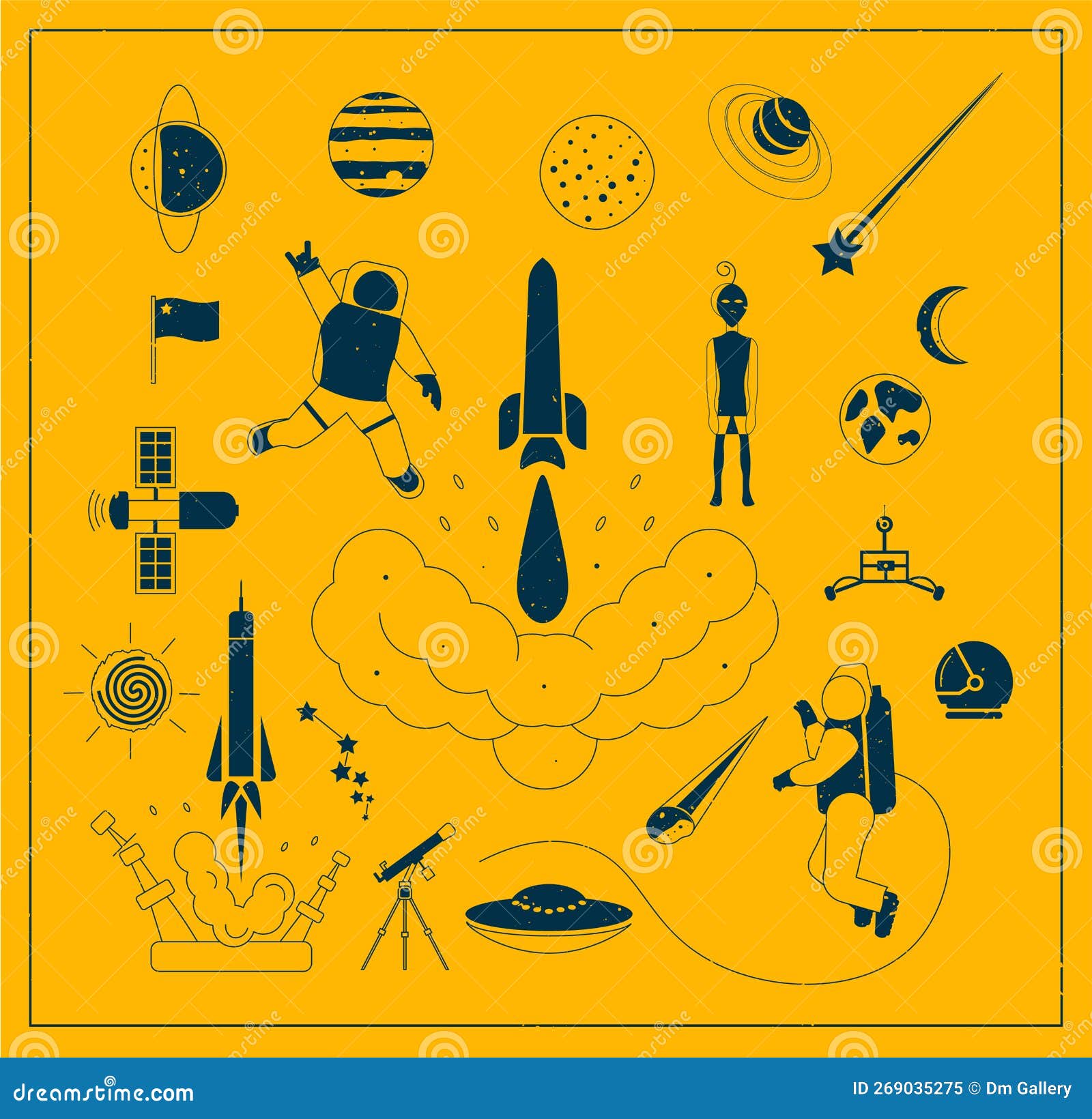 Collection of Flat Style Outer Space Vector Illustration Stock Vector ...
