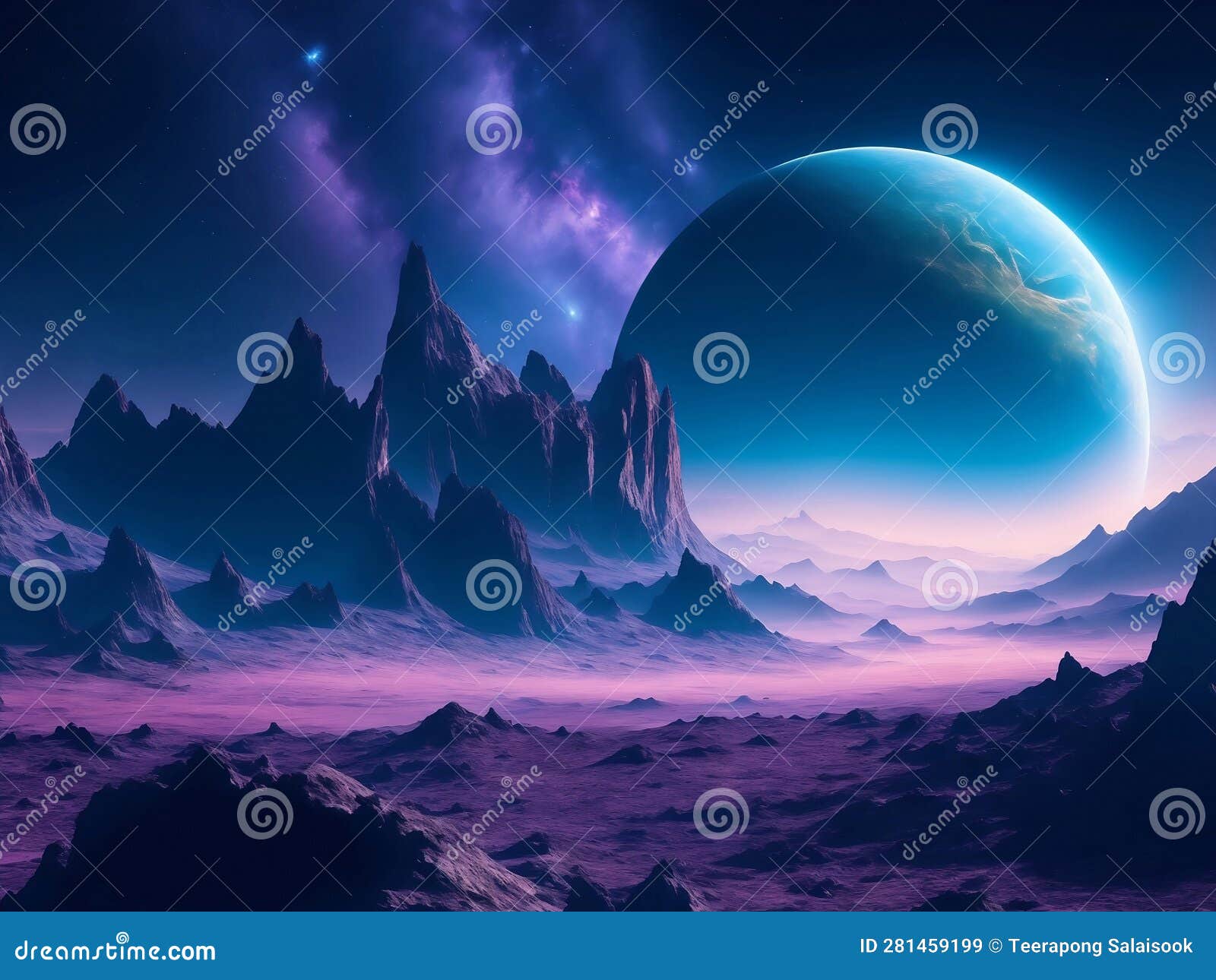 The Alien Outer Space, Generative AI Illustration Stock Illustration ...