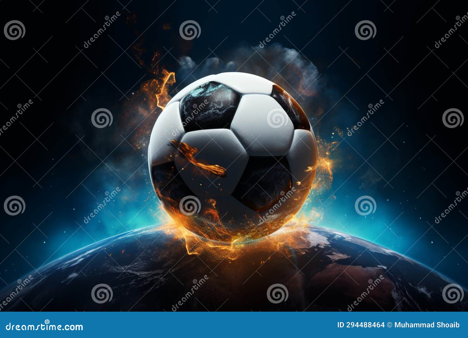 Outer Space Backdrop with a Soccer Ball, Creating an Abstract Night ...