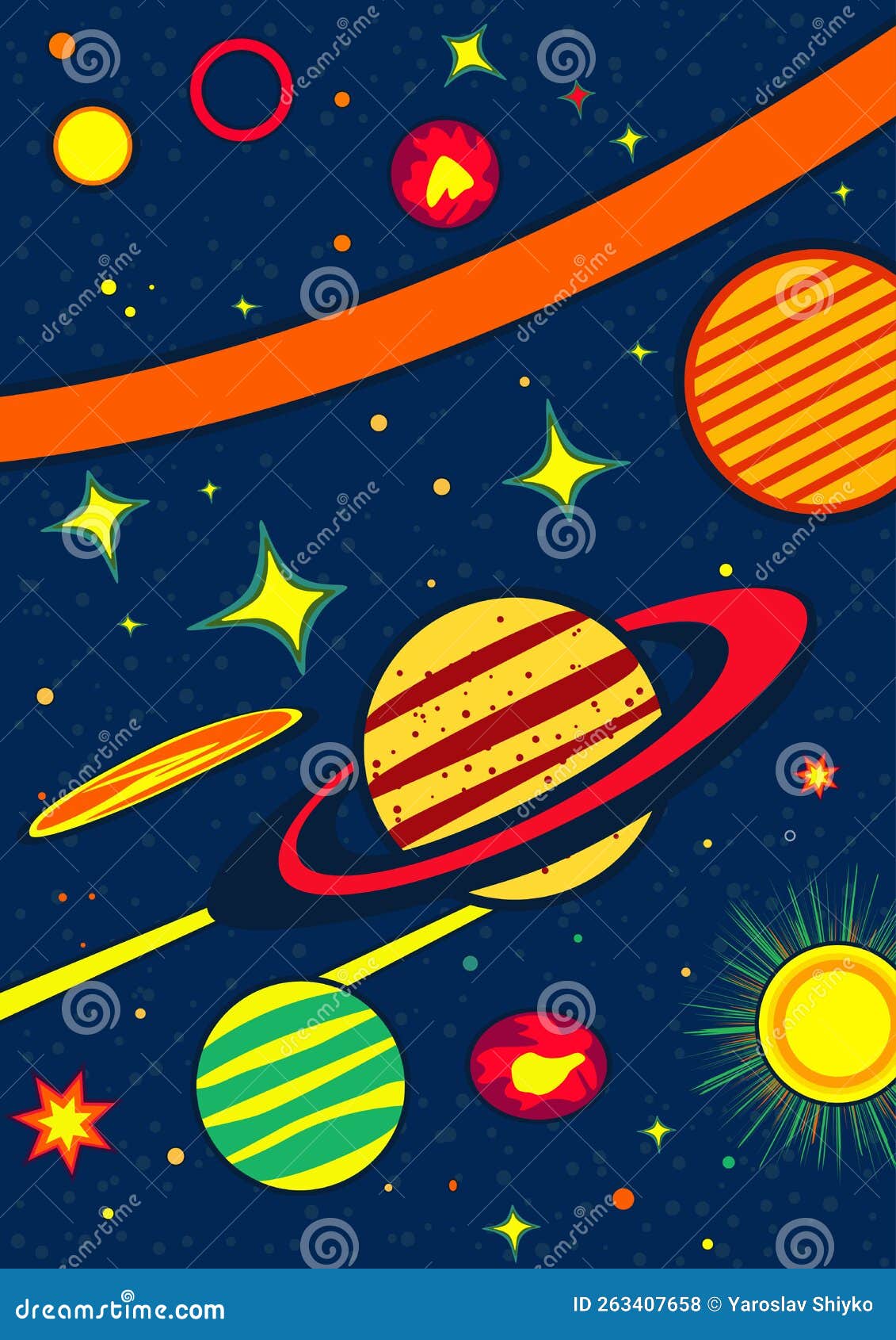 Outer Space Background. Cosmos Scenes with Planets, Stars, Comets ...