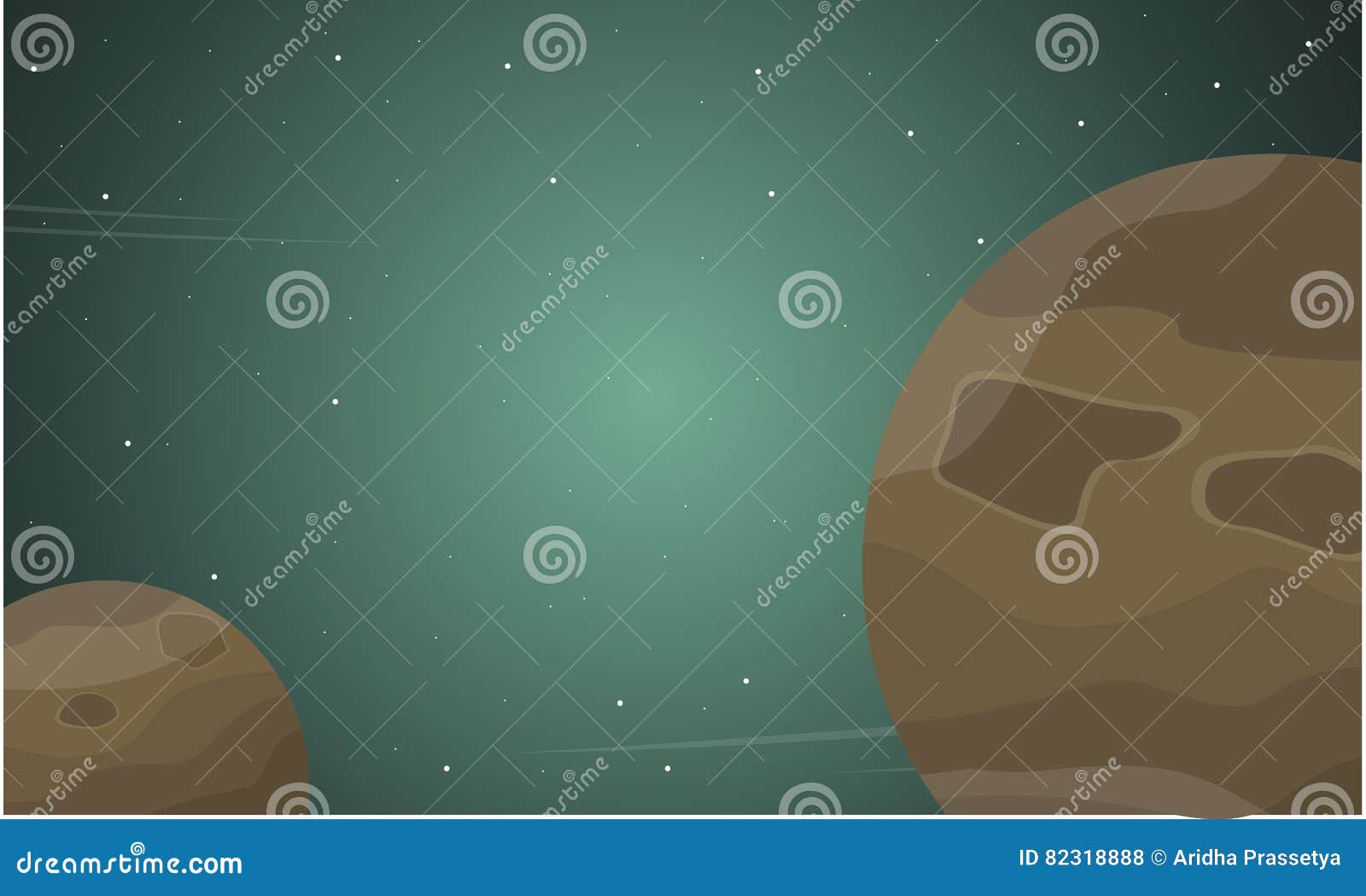 Outer Space Cartoon with Planet of Landscape Stock Vector ...