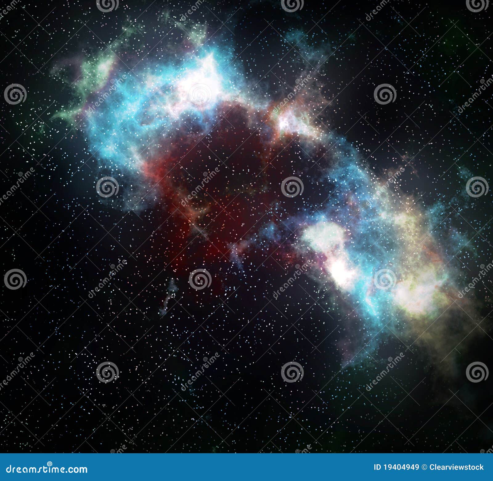 Outer Space Cloud Nebula and Stars Stock Illustration - Illustration of ...