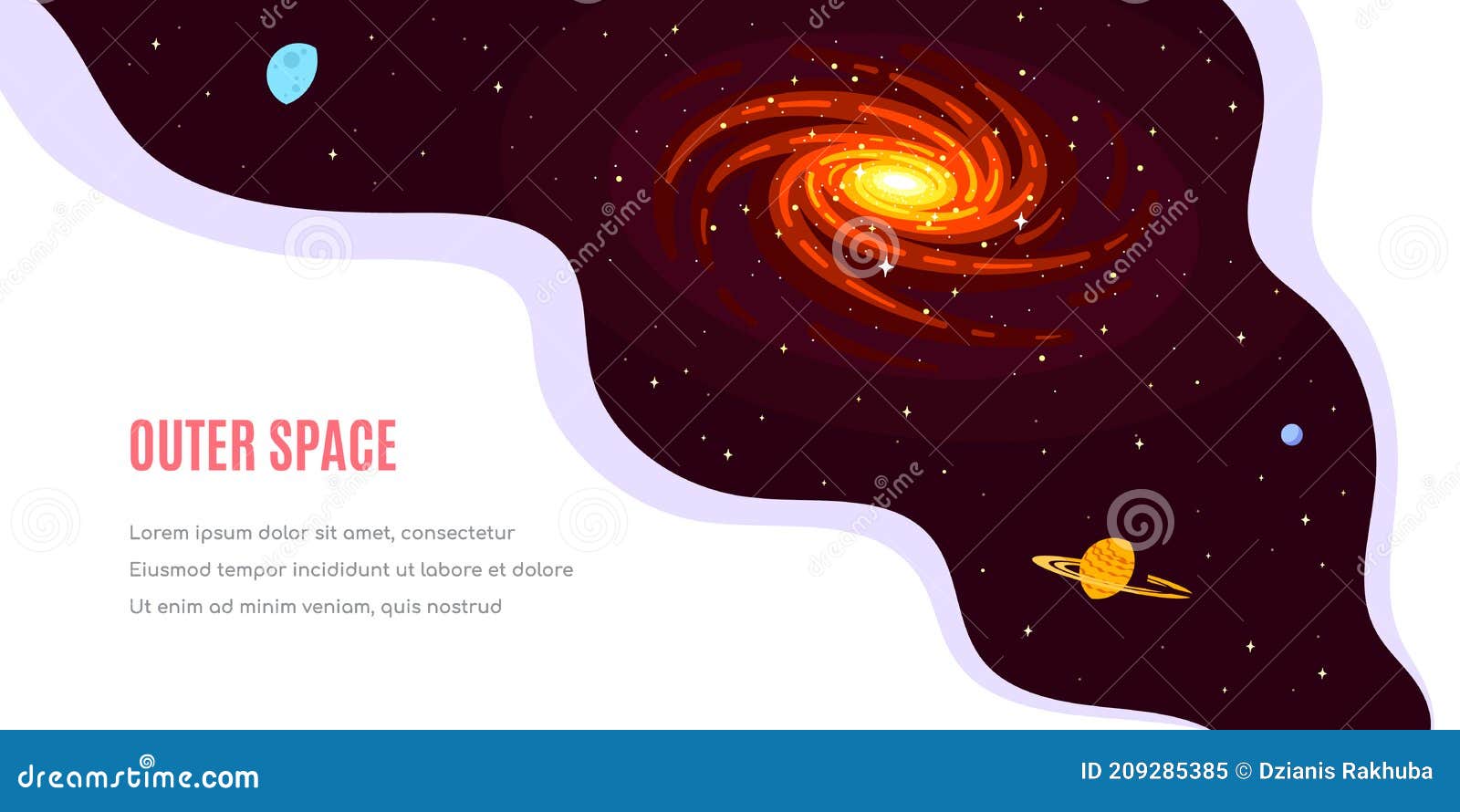 Outer Space Concept Banner Template in Flat Style Stock Vector - Illustration of cosmos, scifi ...