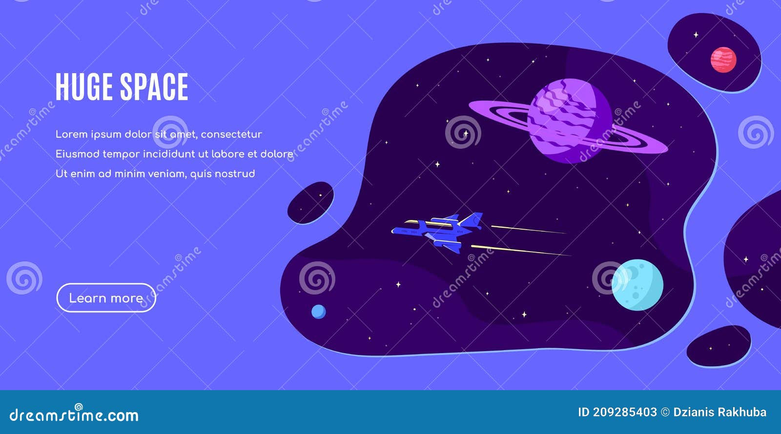 Outer Space Concept Banner Template in Flat Style Stock Vector ...