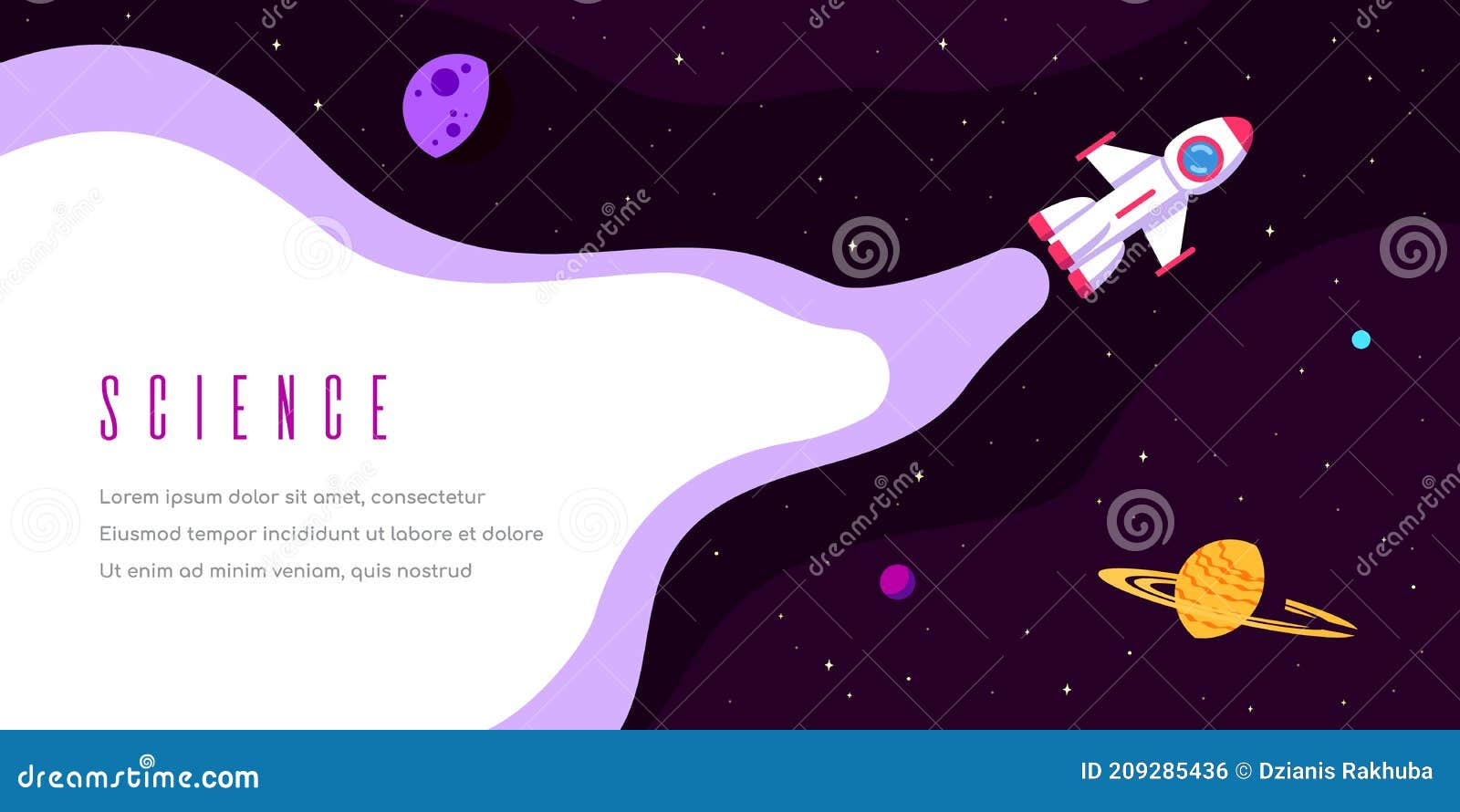 Outer Space Concept Banner Template in Flat Style Stock Vector ...