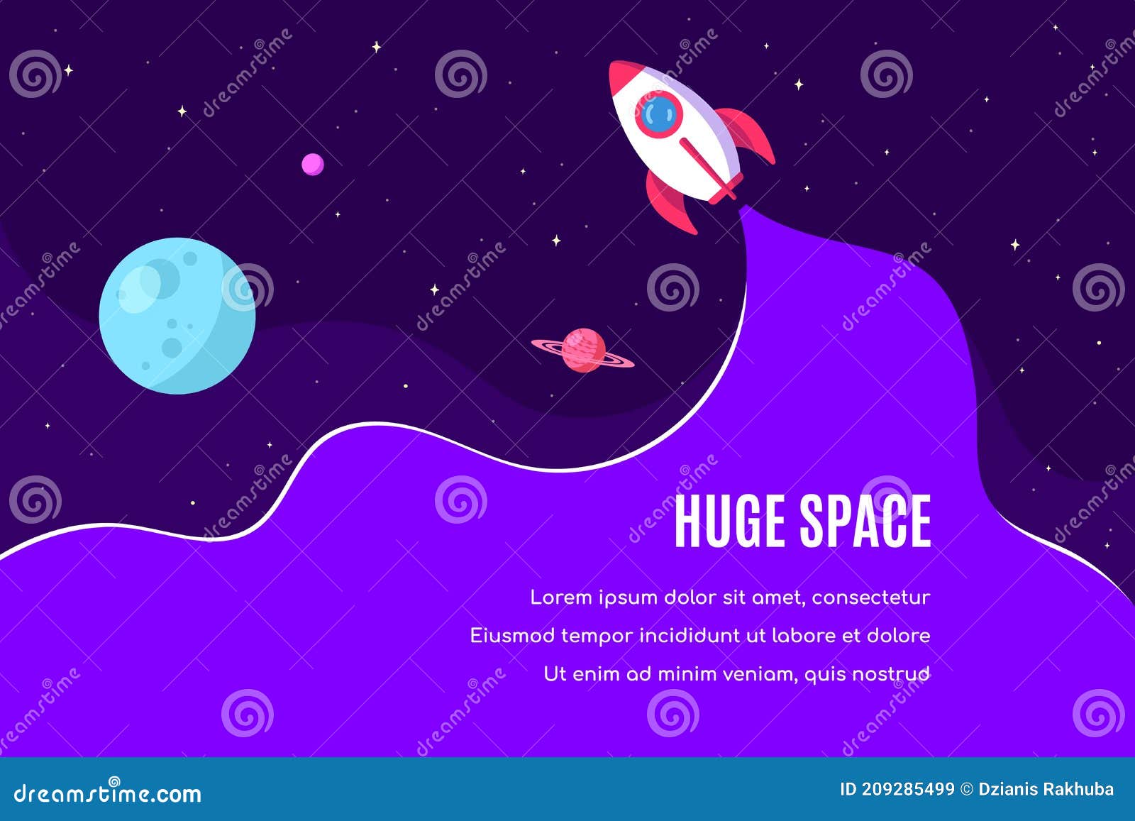 Outer Space Concept Banner Template in Flat Style Stock Vector ...