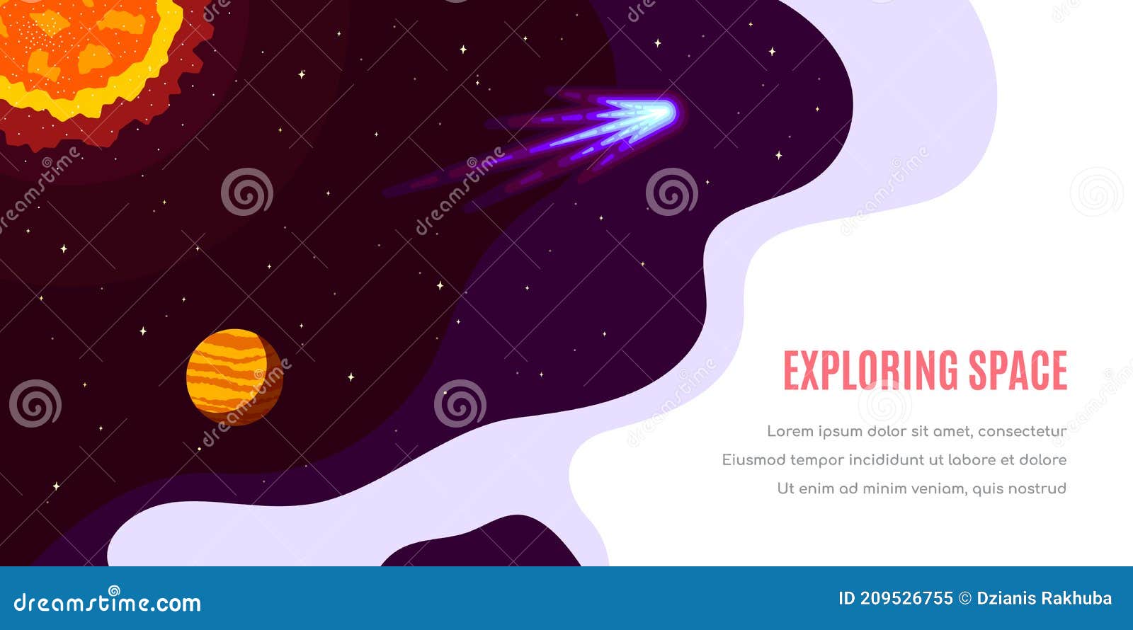 Outer Space Concept Banner Template in Flat Style Stock Vector ...