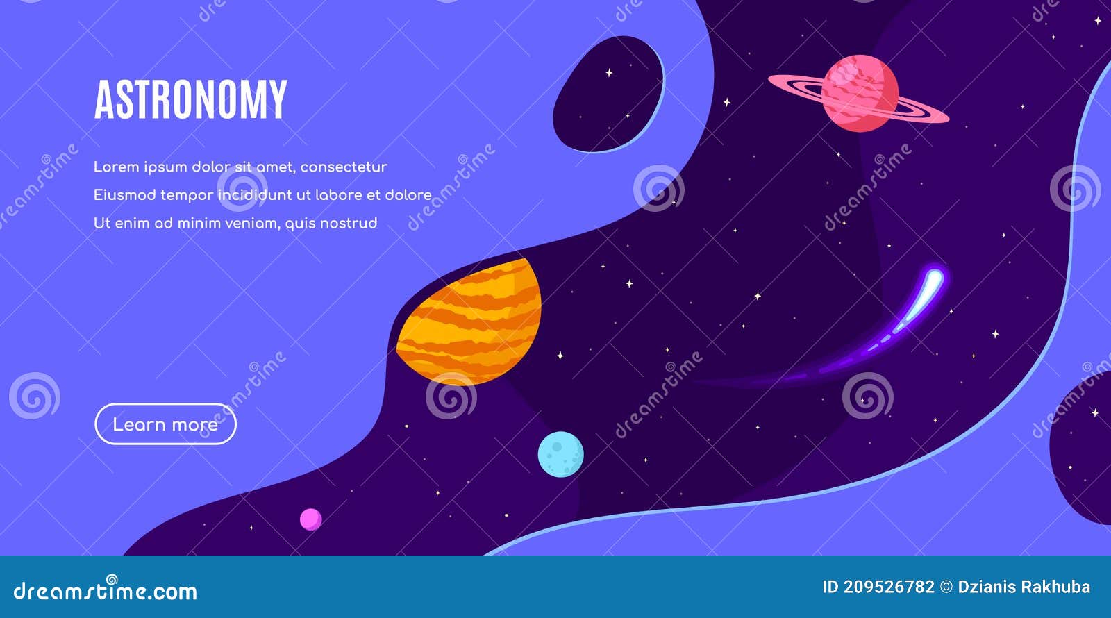 Outer Space Concept Banner Template in Flat Style Stock Vector - Illustration of flyer, scifi ...