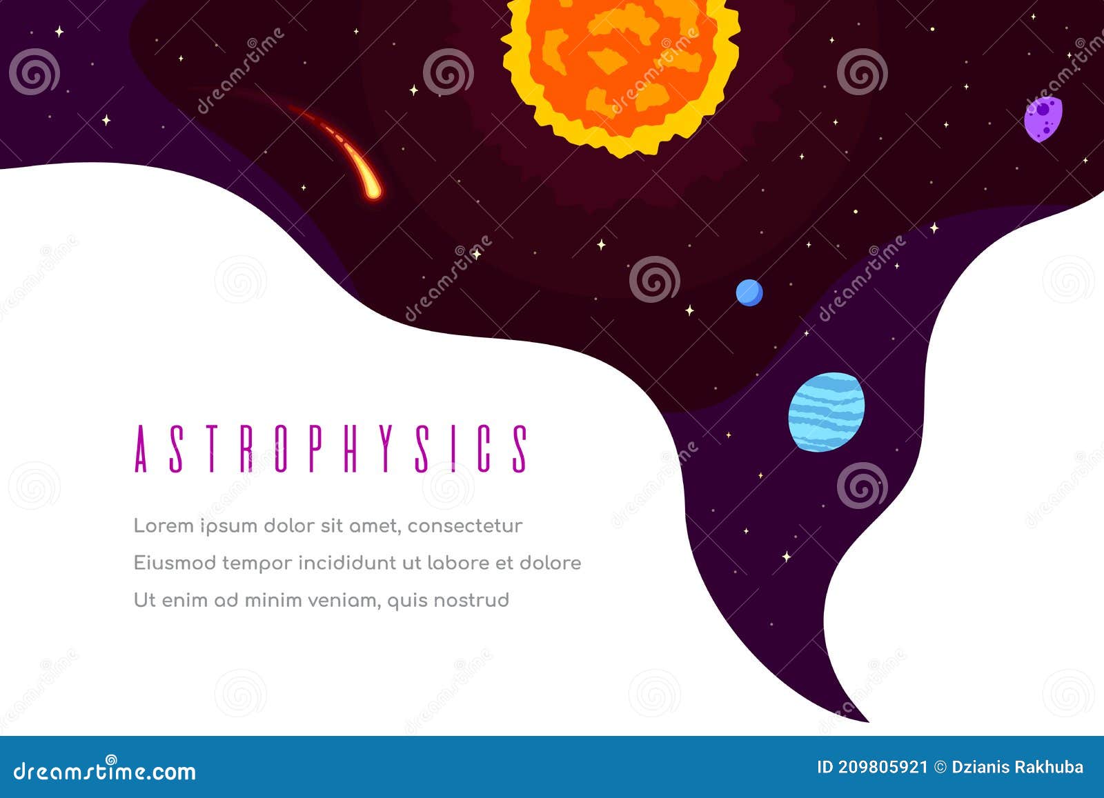 Outer Space Concept Banner Template in Flat Style Stock Vector ...