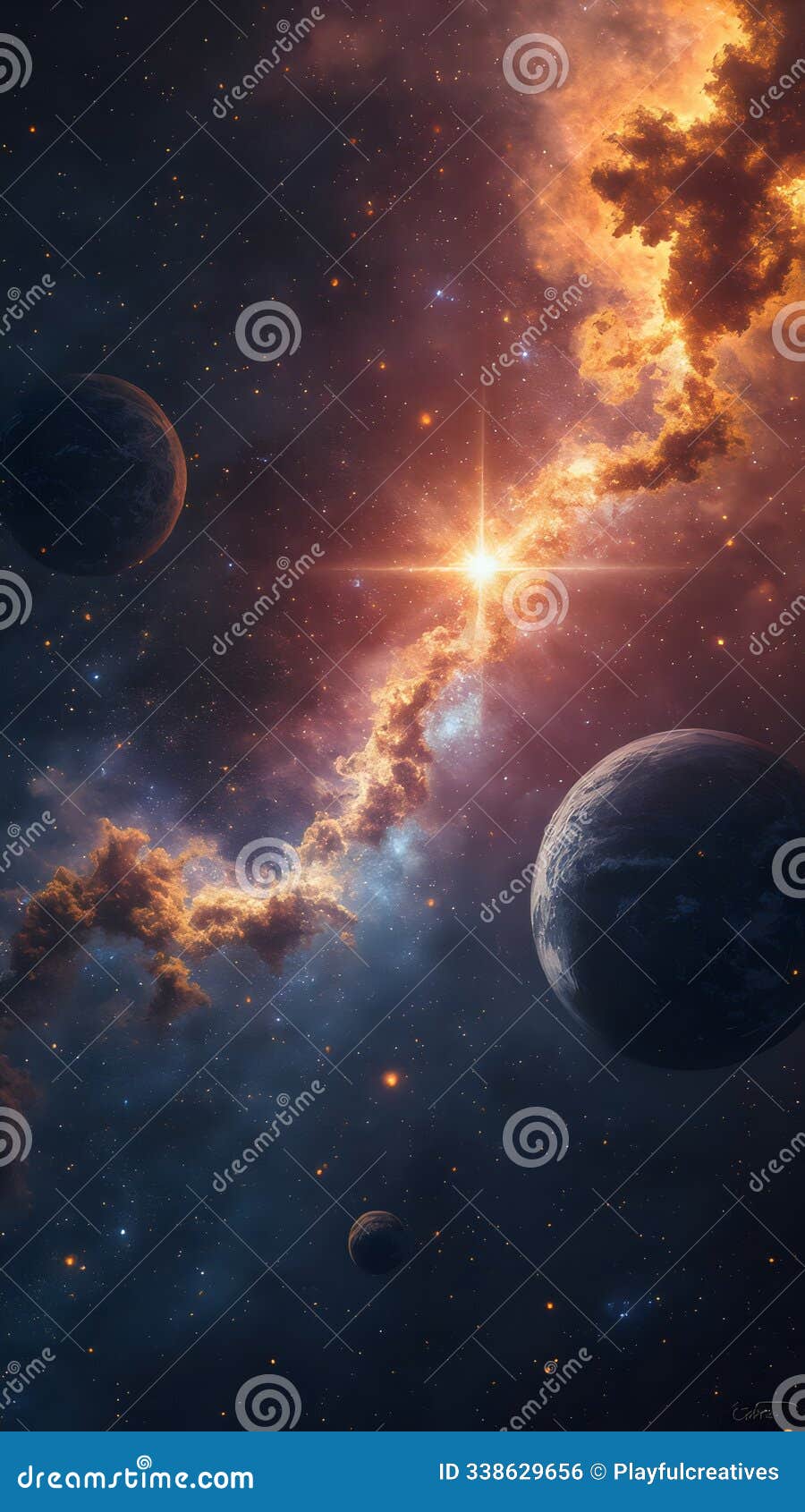 Outer Space Cosmic Galaxy Planets Background Stock Illustration ...