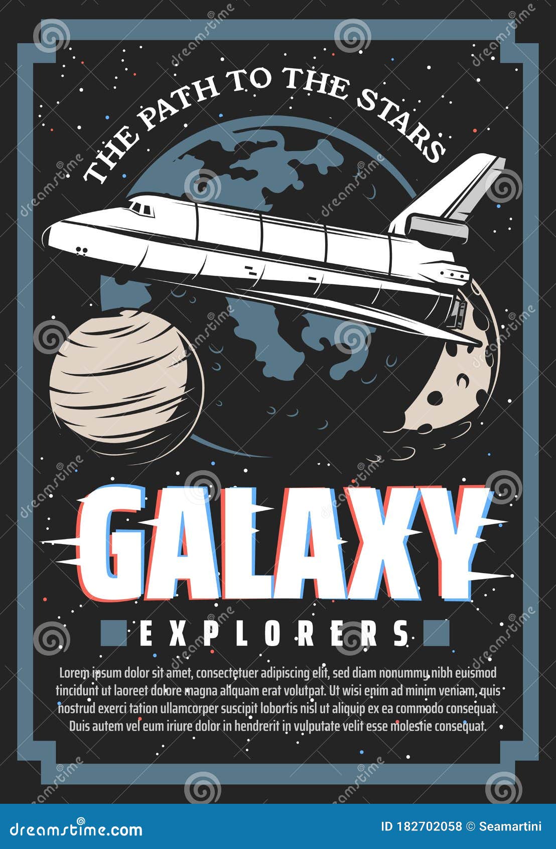Outer Space Exploration Poster, Glitch Effect Stock Vector ...