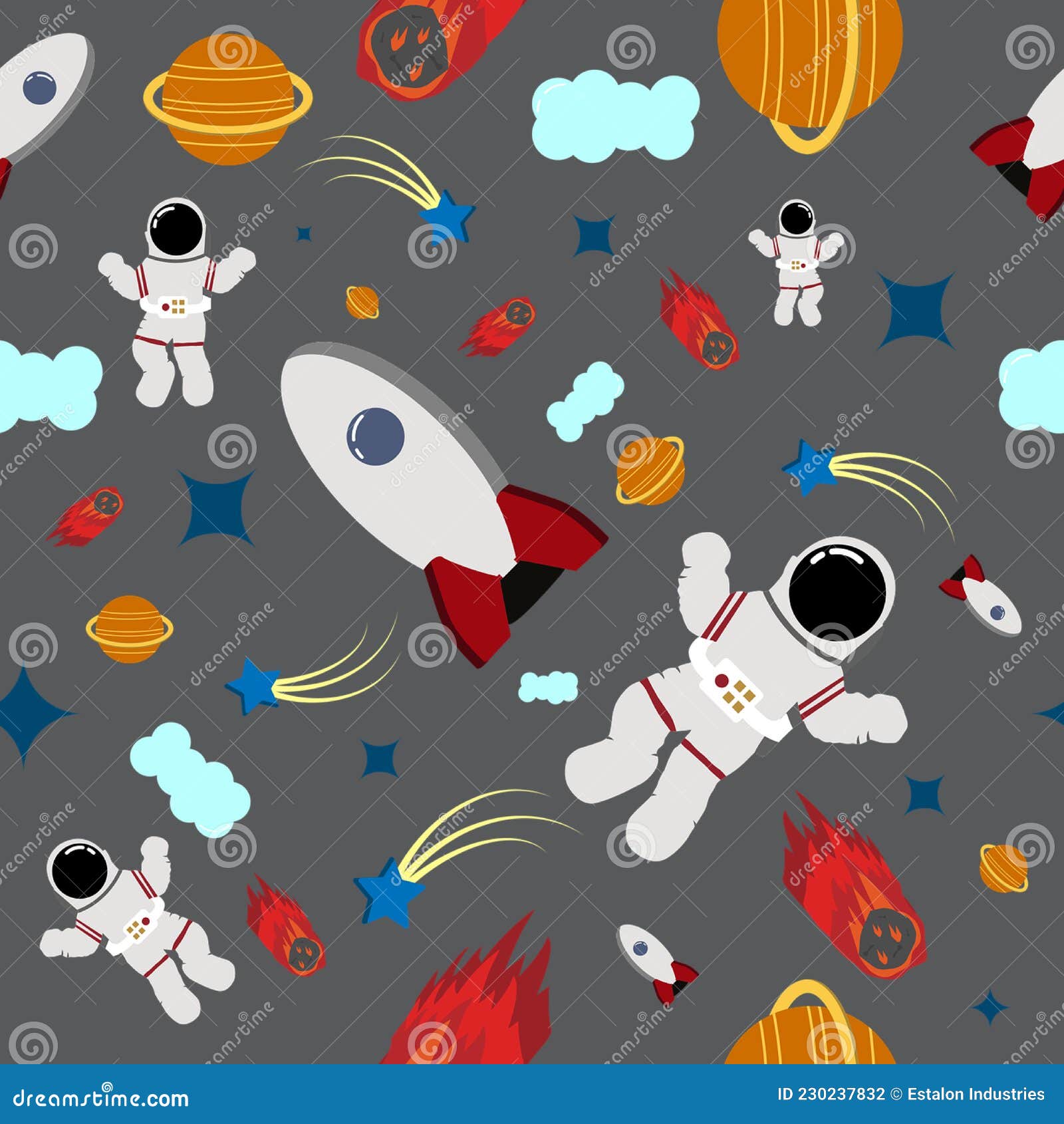 Outer Space on Grey Background Geometrical Pattern Seamless Repeat ...