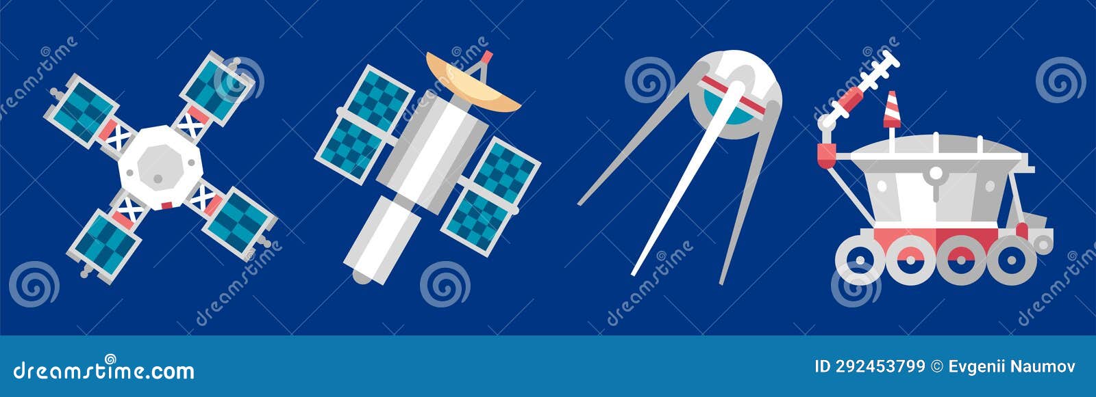 Outer Space Icon and Objects on Blue Background Vector Set Stock Vector - Illustration of ...