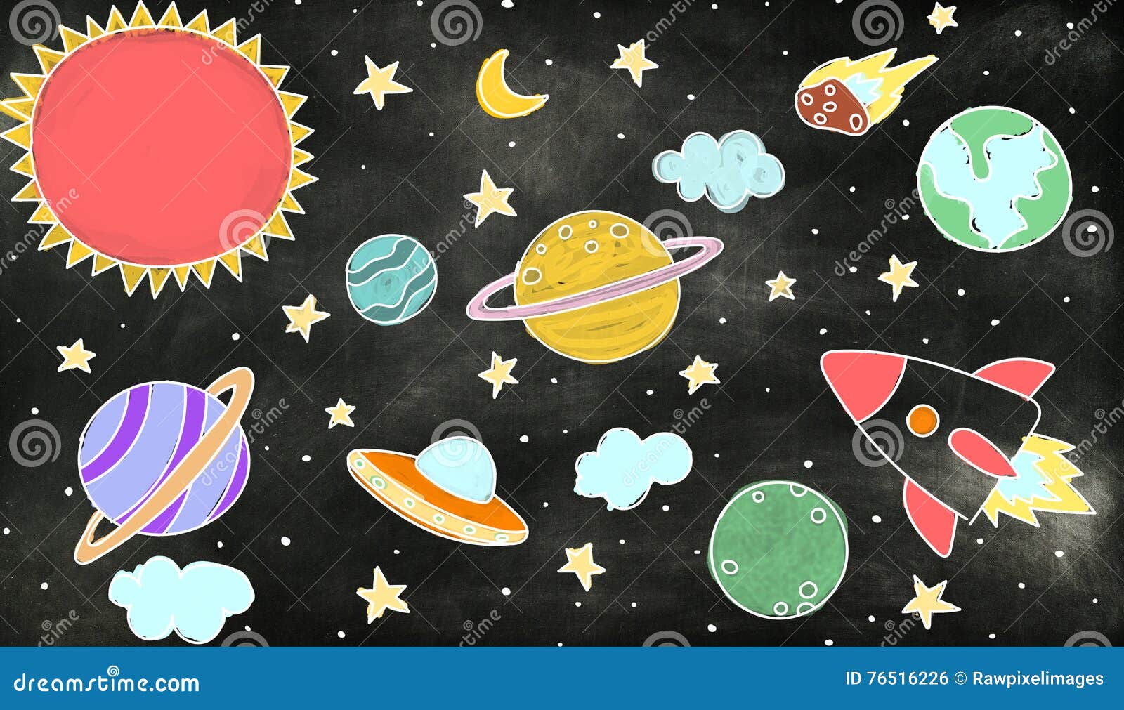 Outer Space Icons Drawing Graphics Concept Stock Illustration ...