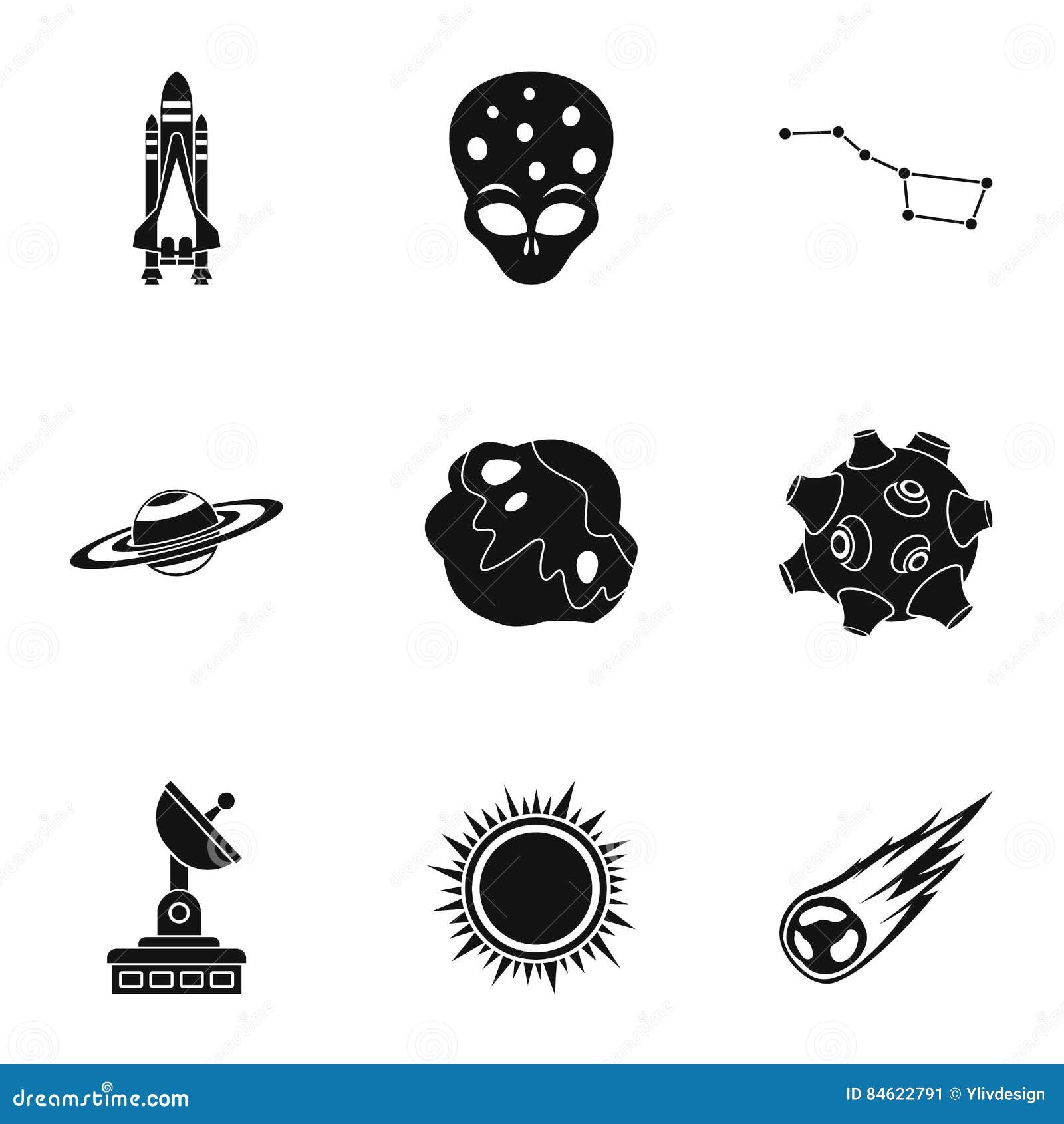 Outer Space Icons Set, Simple Style Stock Vector - Illustration of ...