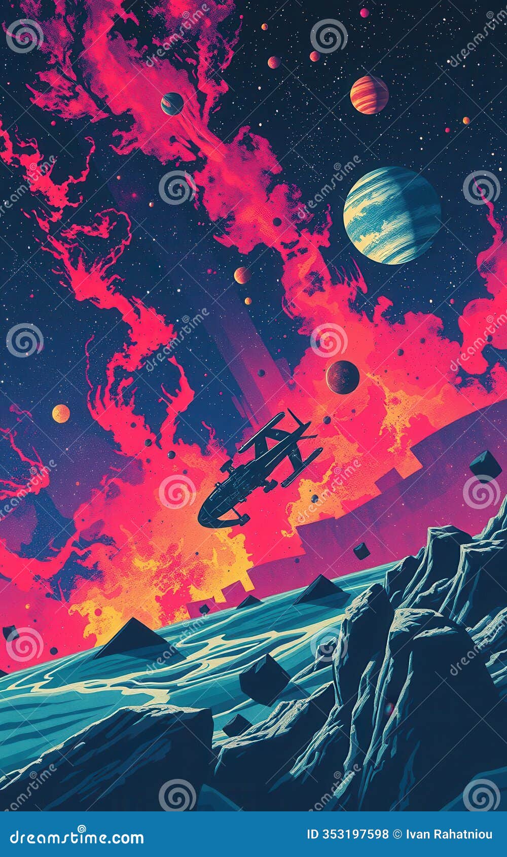 Outer space illustration. stock photo. Image of star - 353197598