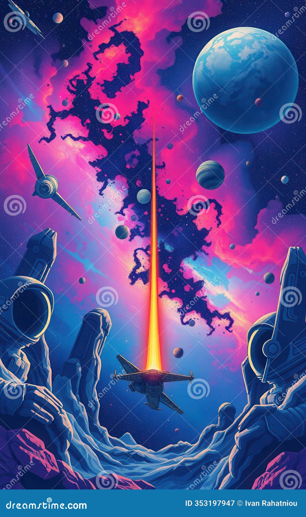 Outer space illustration. stock image. Image of design - 353197947