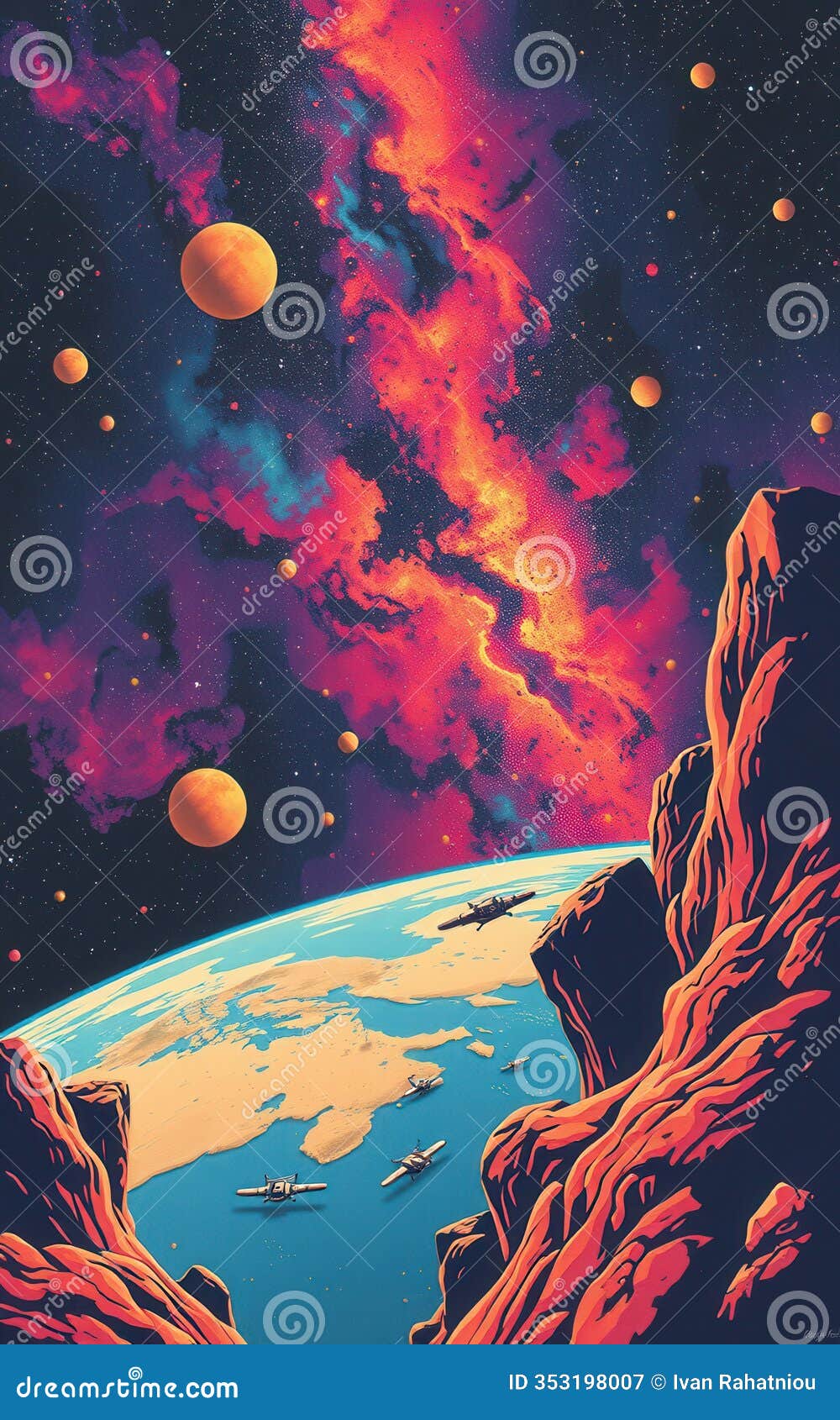 Outer space illustration. stock image. Image of science - 353198007