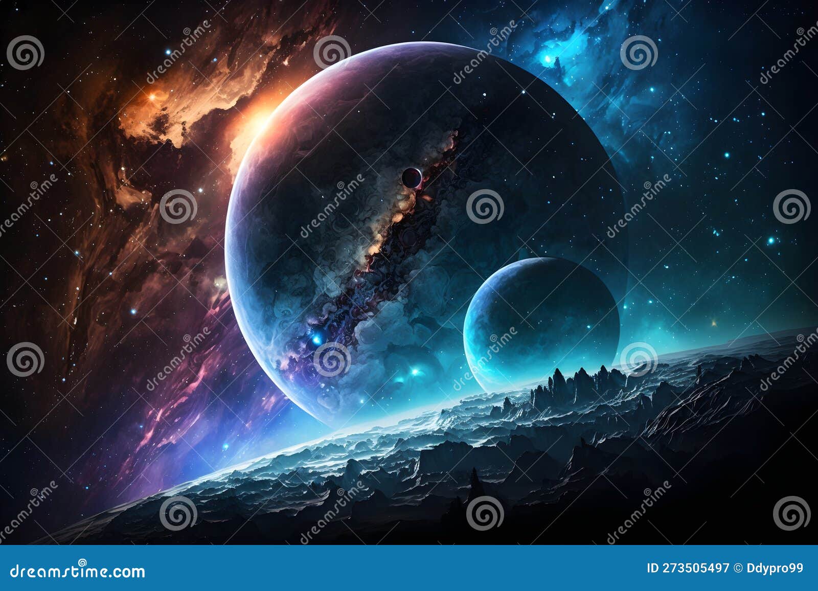 Outer Space Illustration with Planet Galaxy, Generatively Generated ...