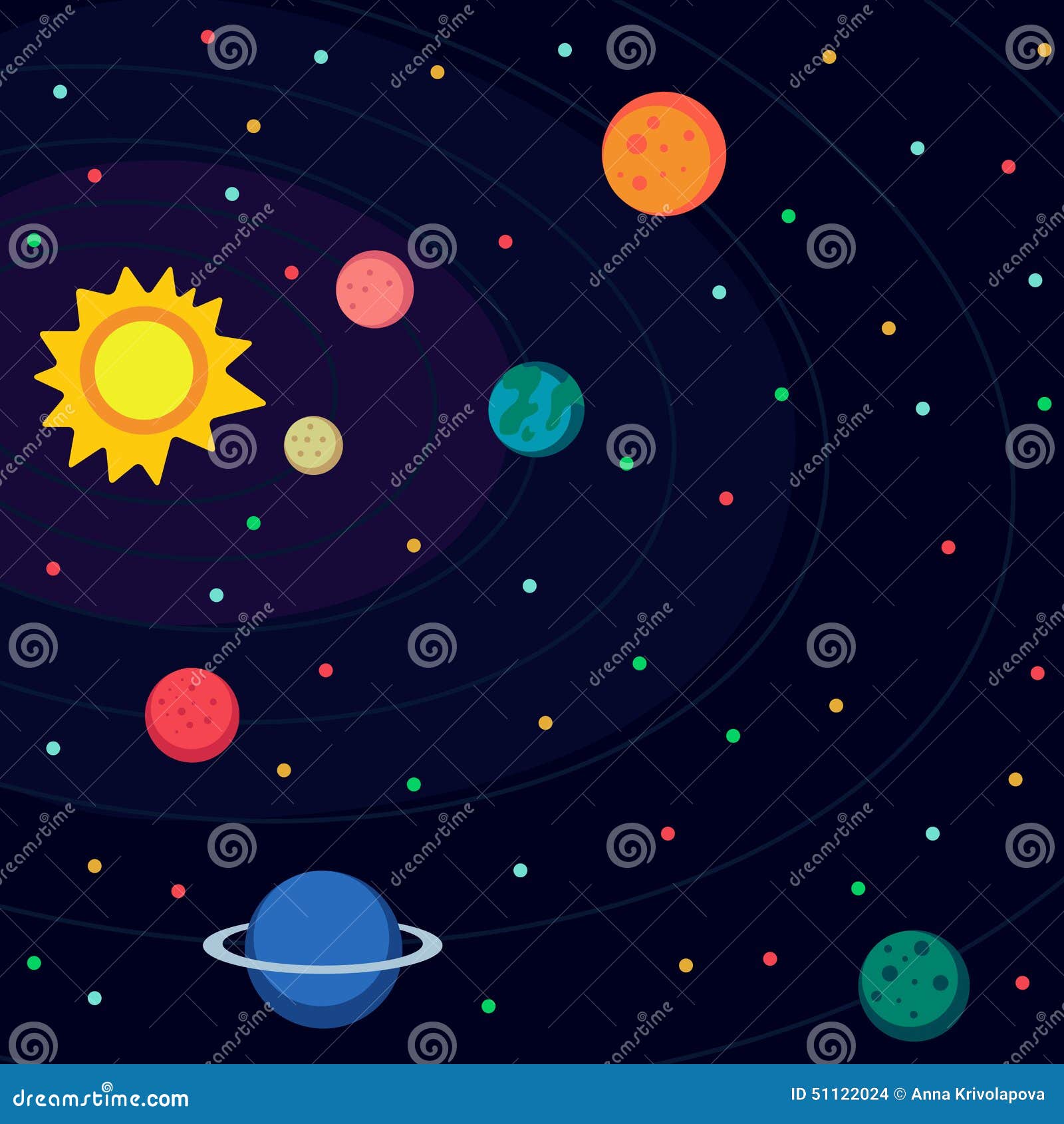 Outer Space. Illustration in Style Flat Stock Vector - Illustration of ...