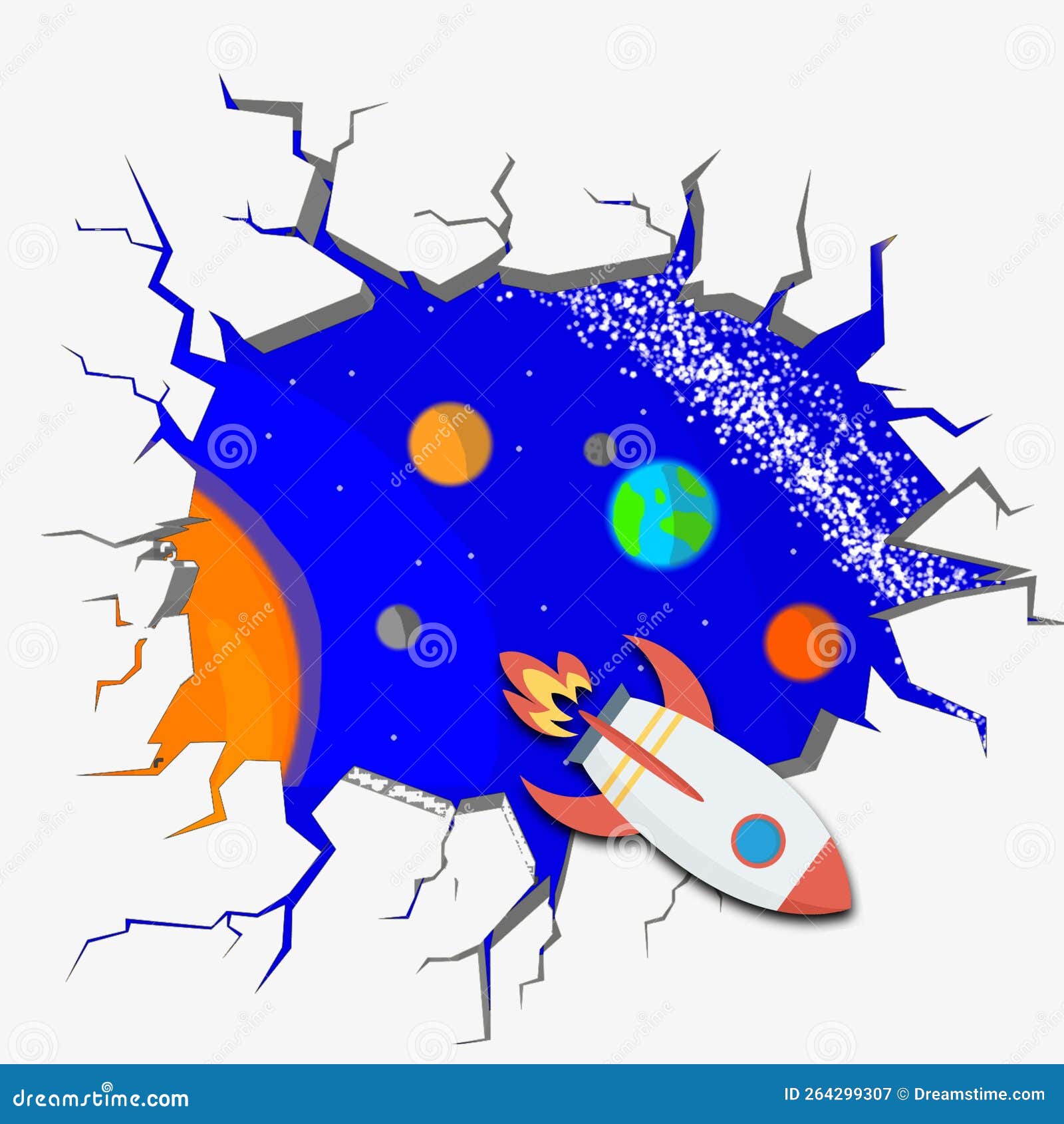 Outer Space Inside the Crack in the Wall Stock Illustration ...