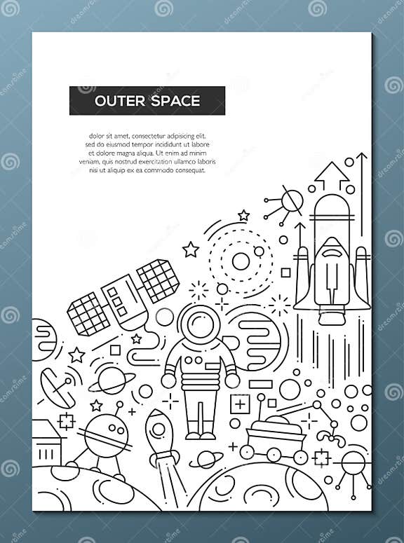 Outer Space - Line Design Brochure Poster Template A4 Stock Vector ...