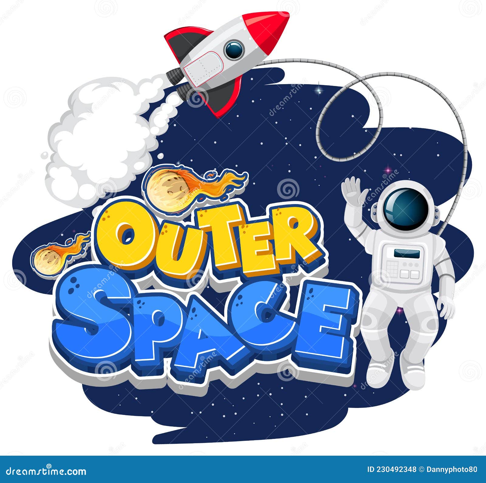Outer Space Logo with Astronaut and Spaceship Stock Vector ...