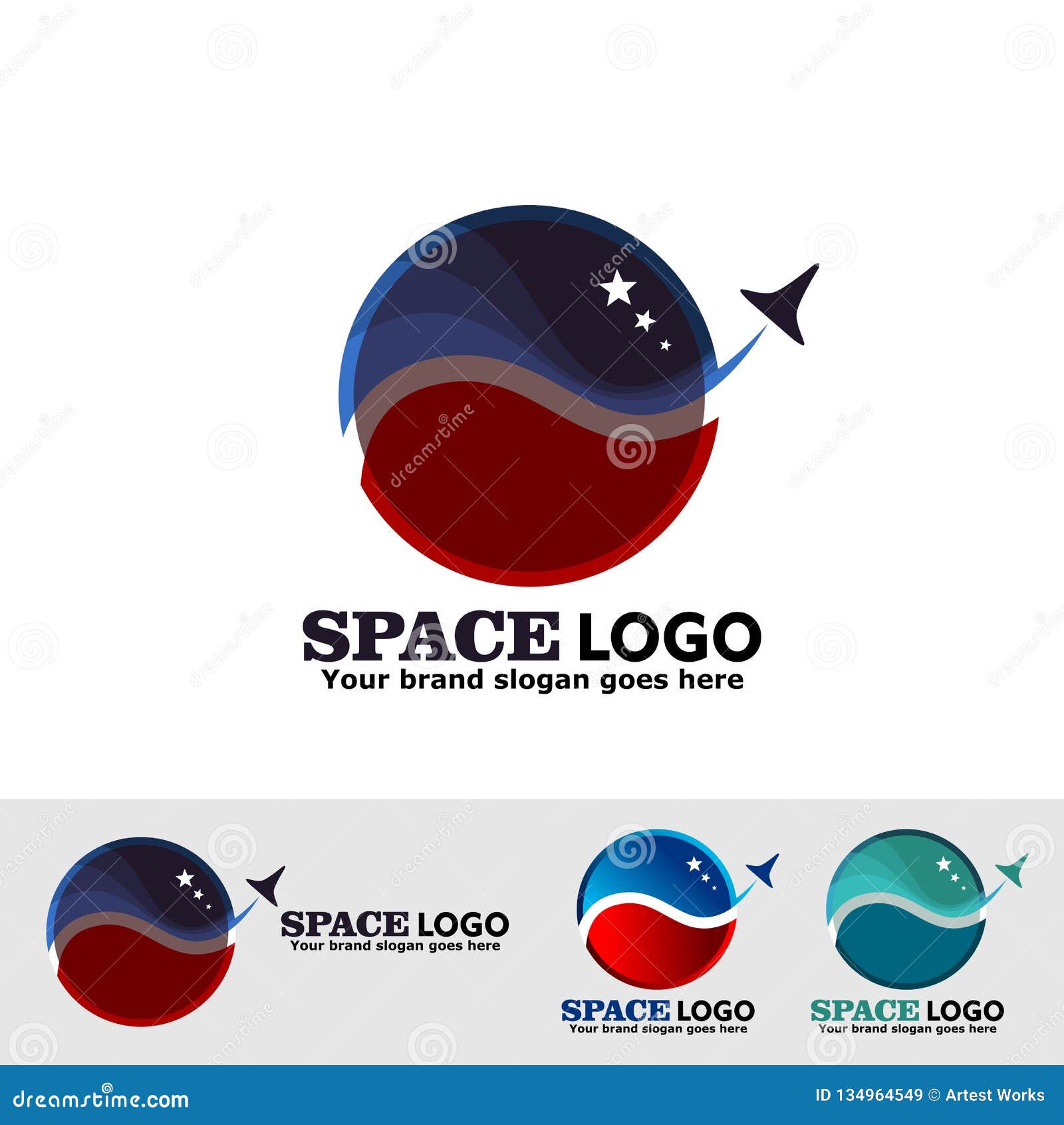 Outer Space Logo with Rocket Stock Vector - Illustration of fire ...