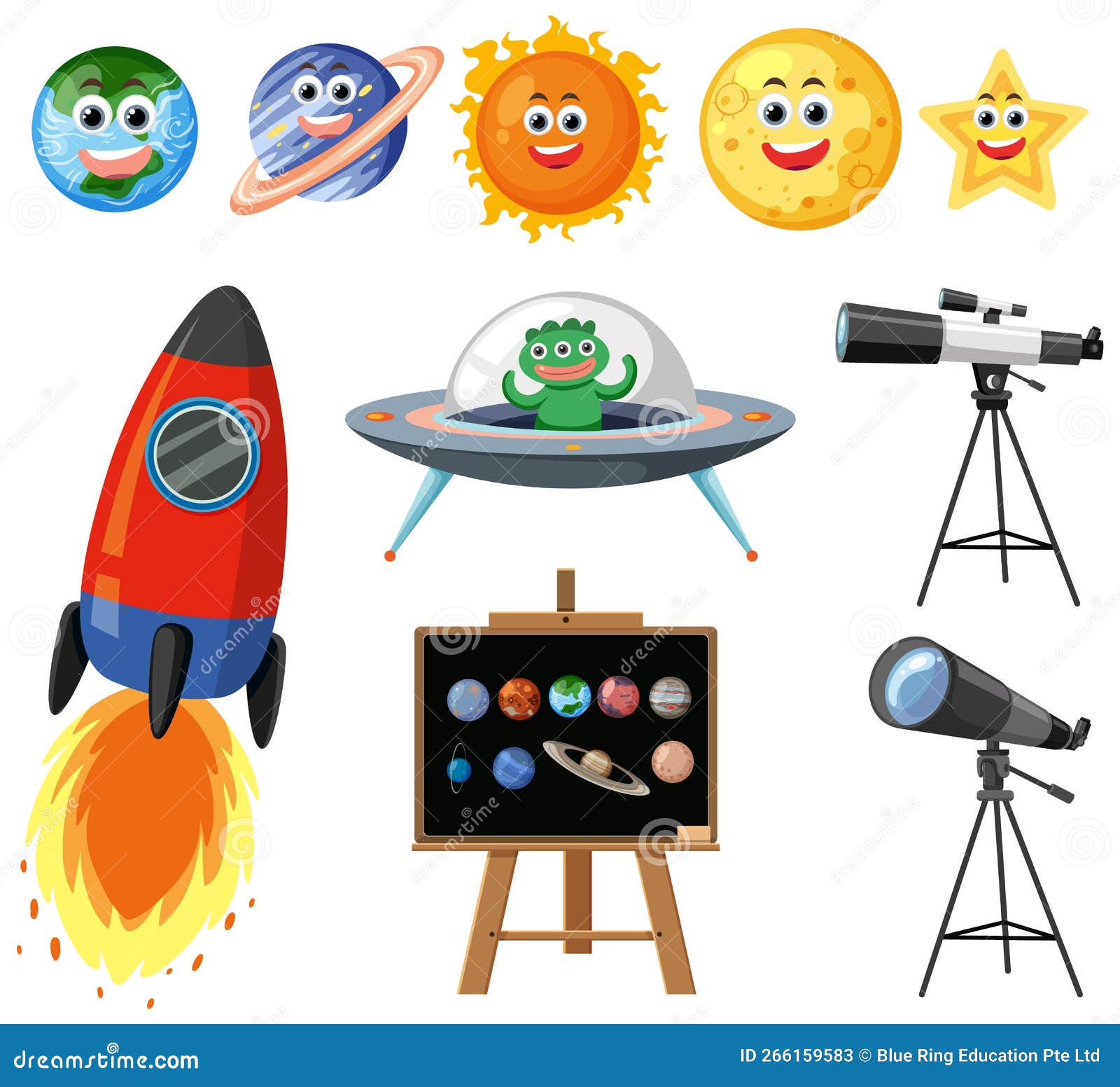 Outer space objects set stock vector. Illustration of collection ...