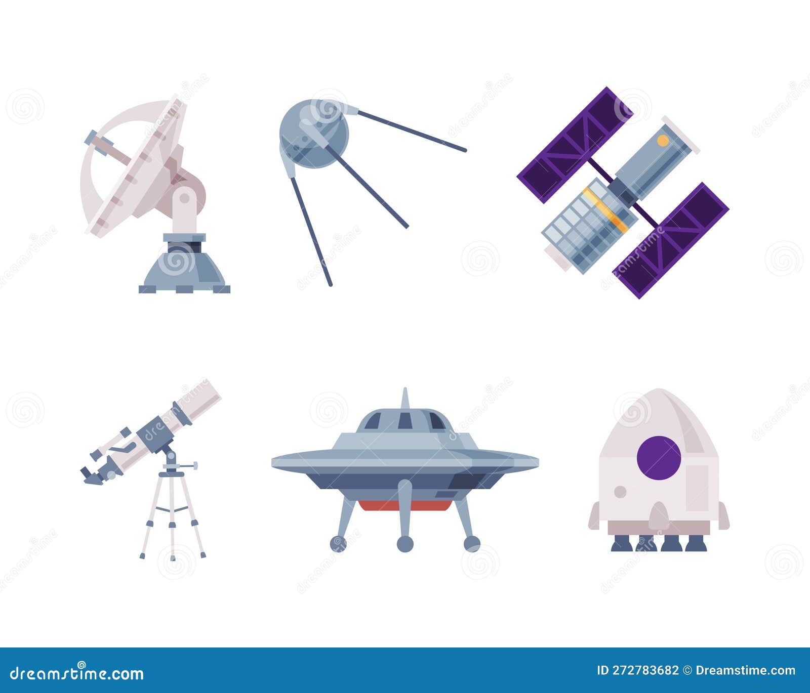 Outer Space Objects for Universe Exploration Vector Set Stock Vector ...
